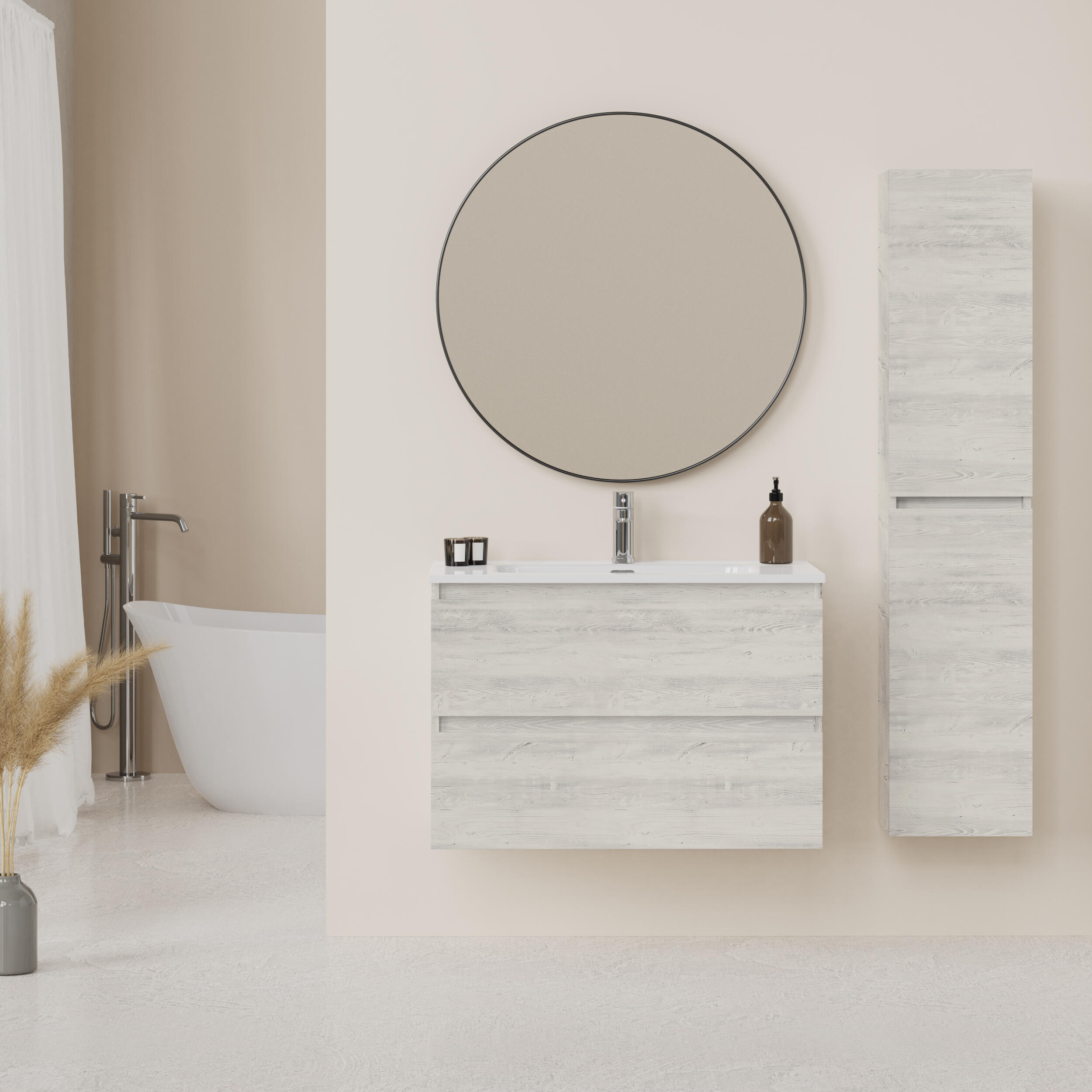 Mueble de baño con lavabo Espacio gris claro 80x45 cm | Leroy Merlin