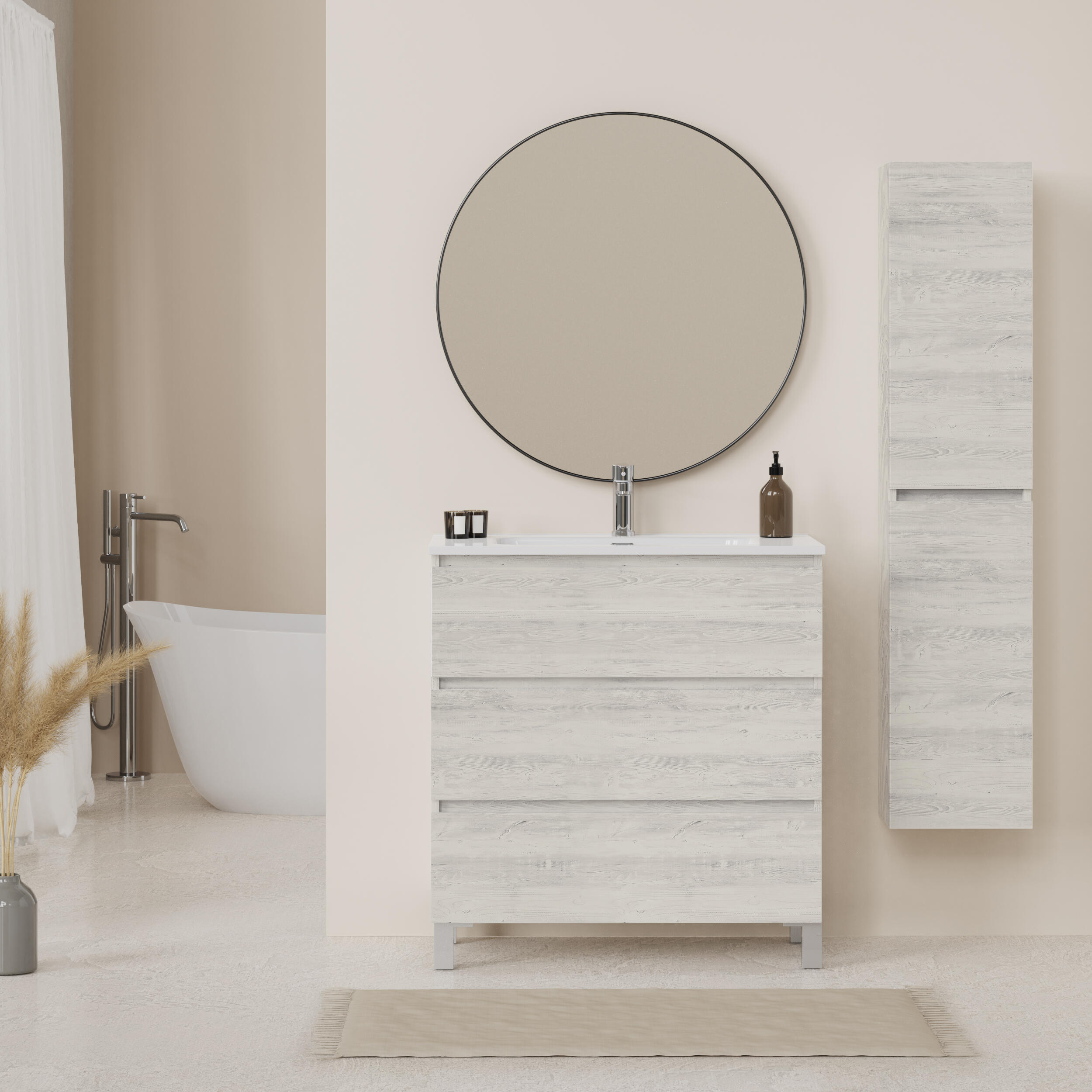 Mueble de baño con lavabo Espacio gris claro 80x45 cm | Leroy Merlin
