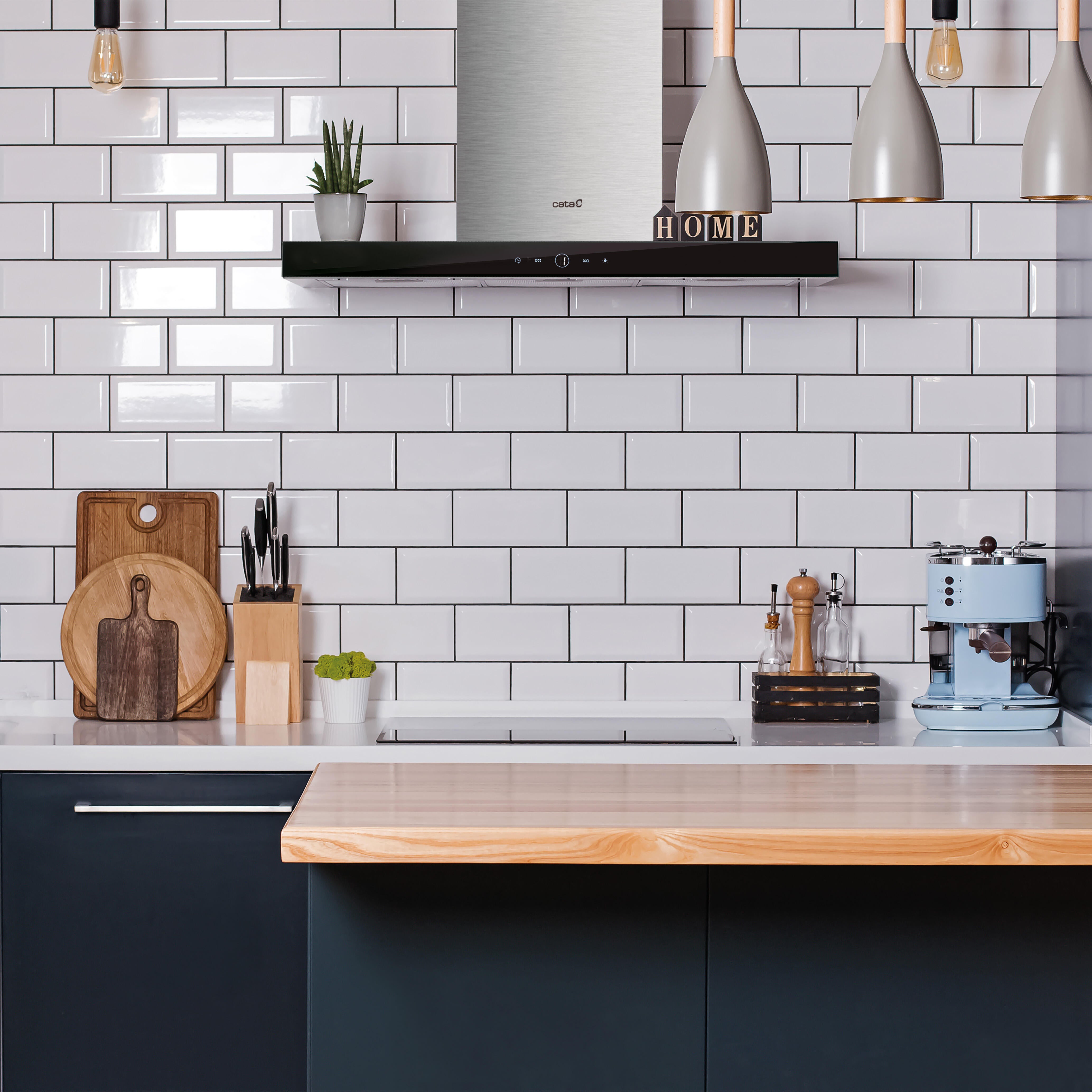 HOTTE BOX L90 CATA XGBK INOX/NOIR | Leroy Merlin