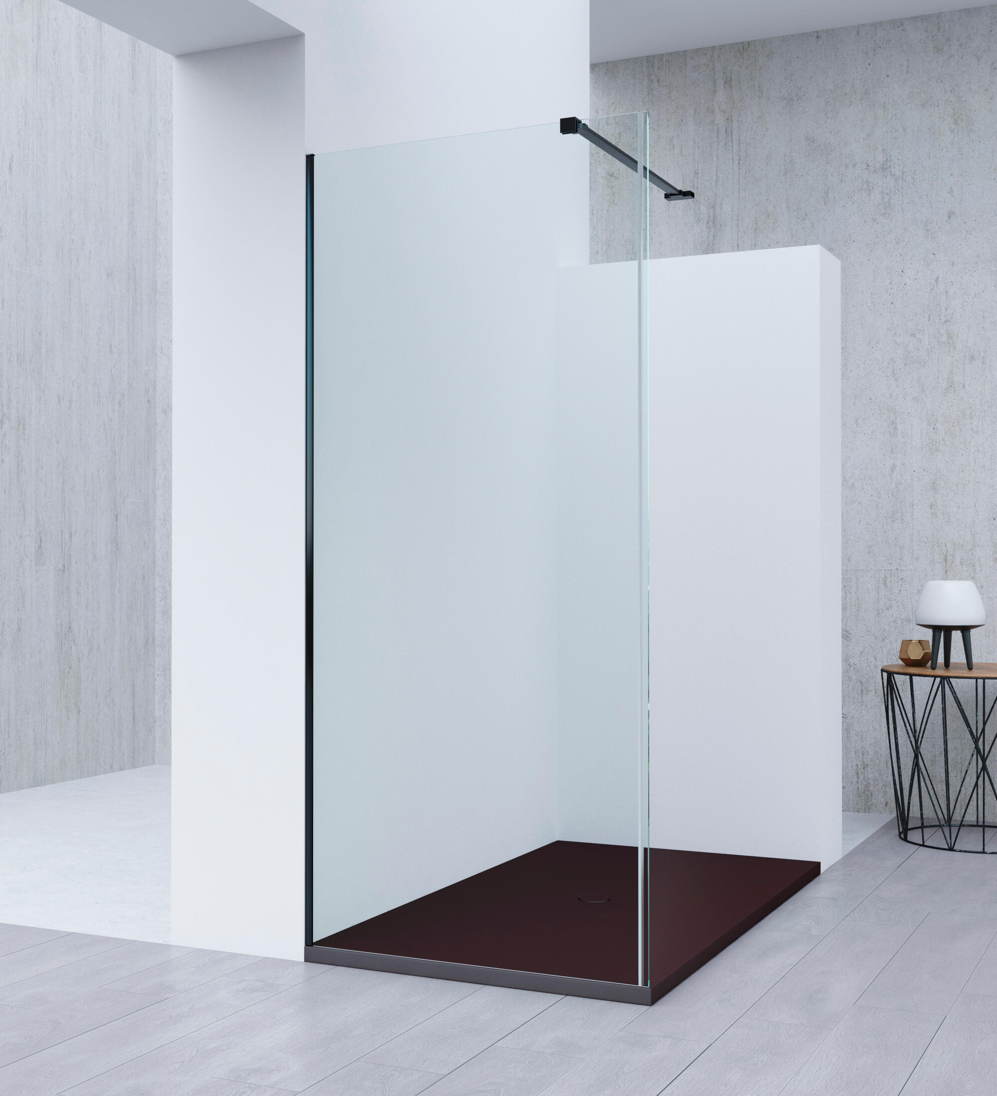 Mampara lateral fijo transparente Amea perfil negro 70x200 cm 8mm ...