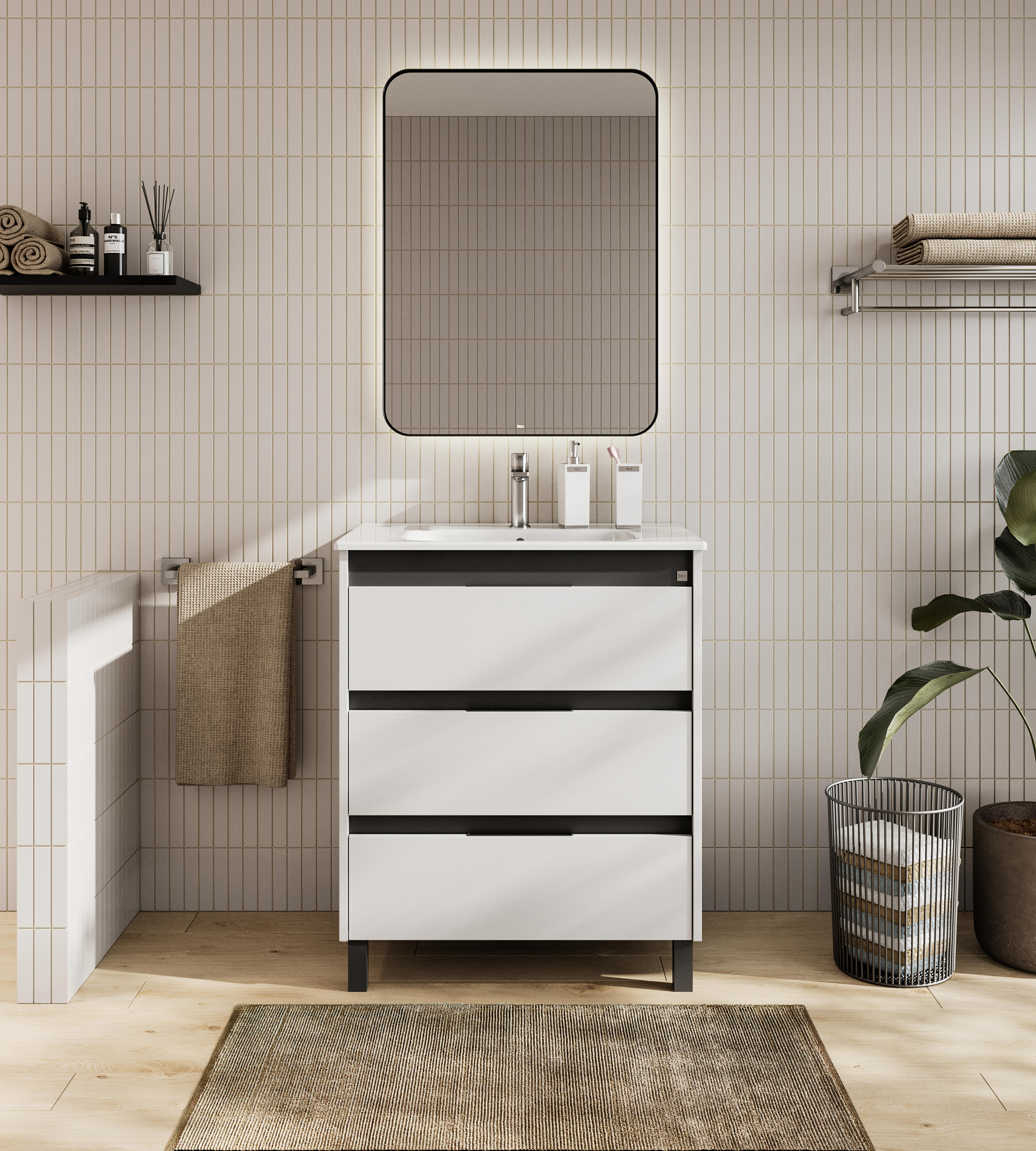 Mueble de baño con lavabo Alpine ROCA blanco mate 70x46 cm | Leroy Merlin