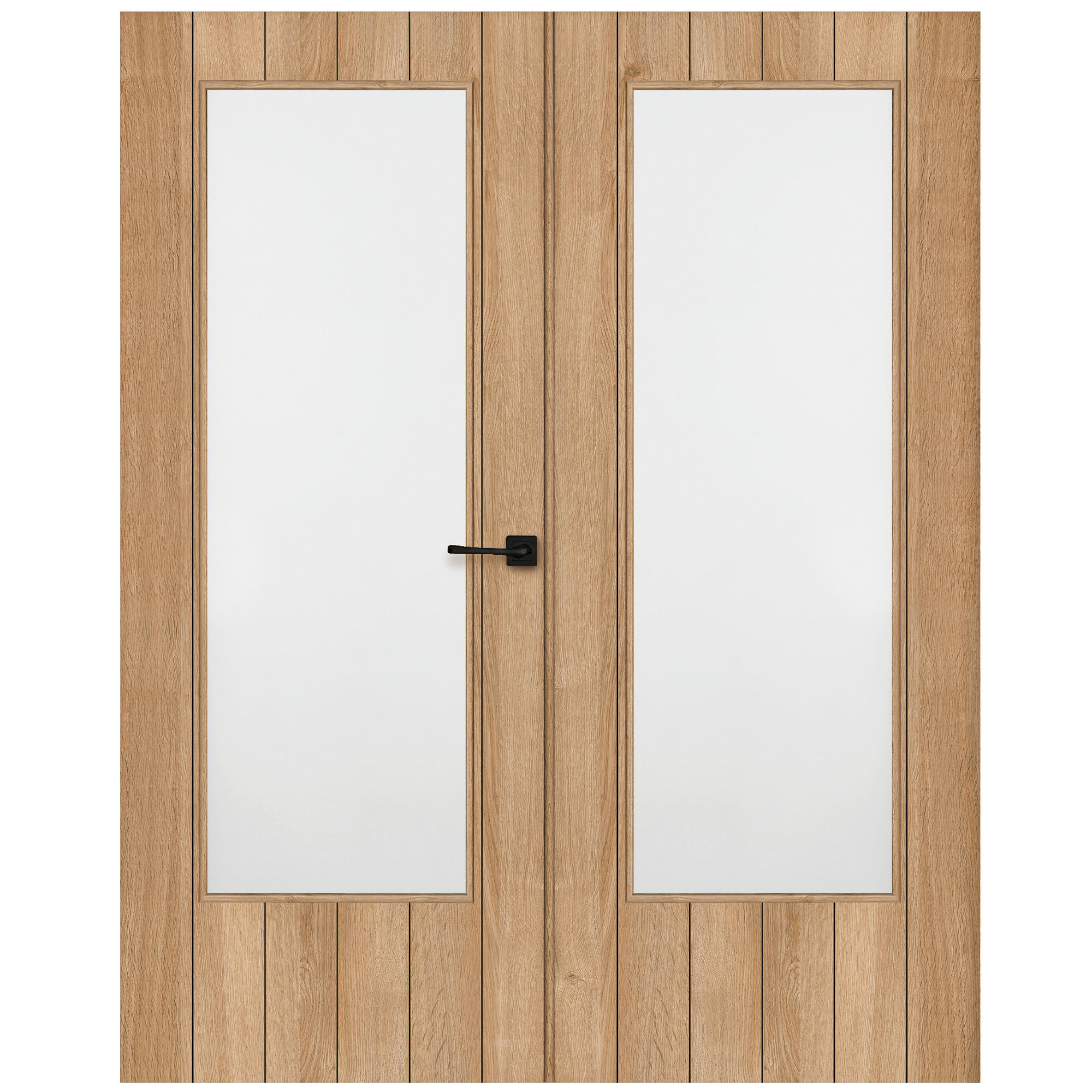 Puerta de interior abatible doble con cristal maciza melamina Line Plus ...