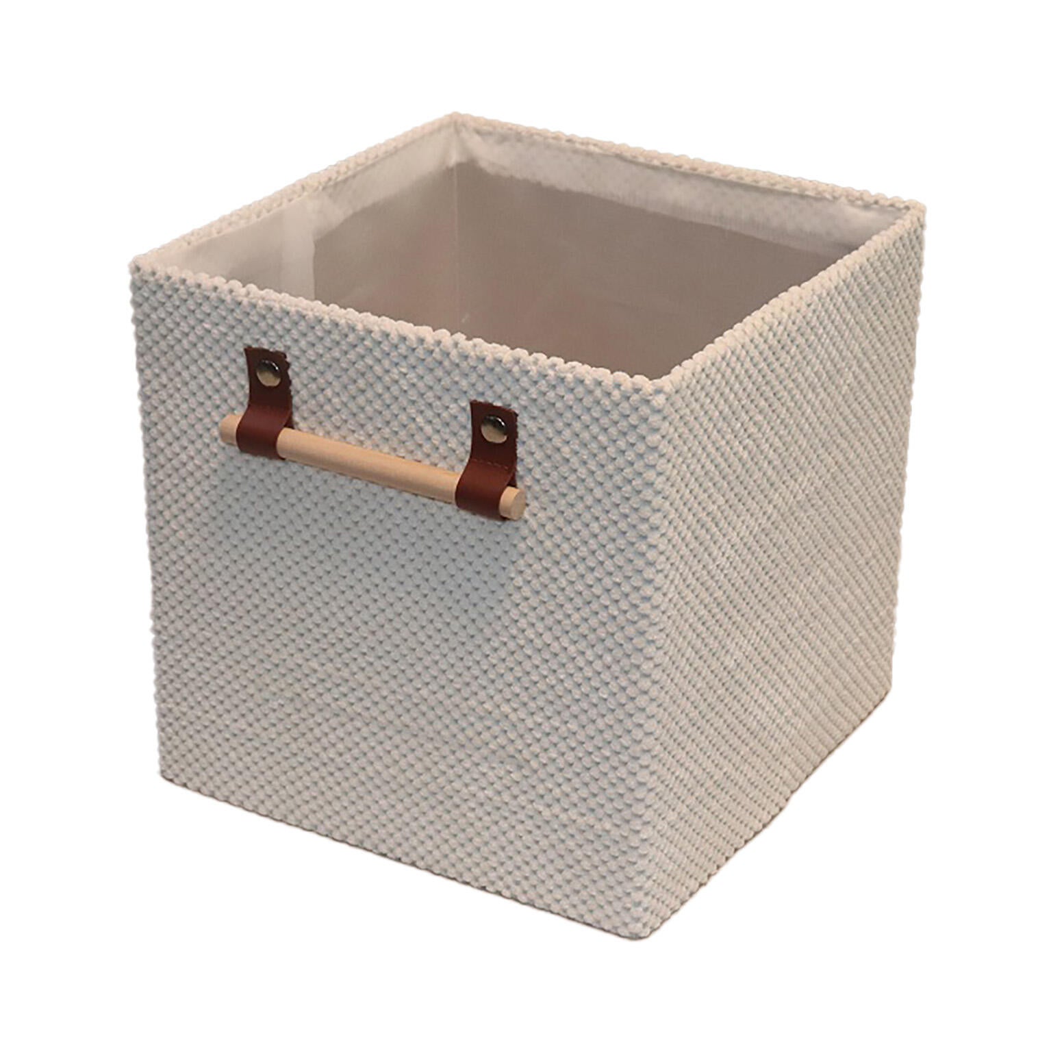 Panier cube pliable en velours avec poignée en bois 31x31x31 cm | Leroy ...