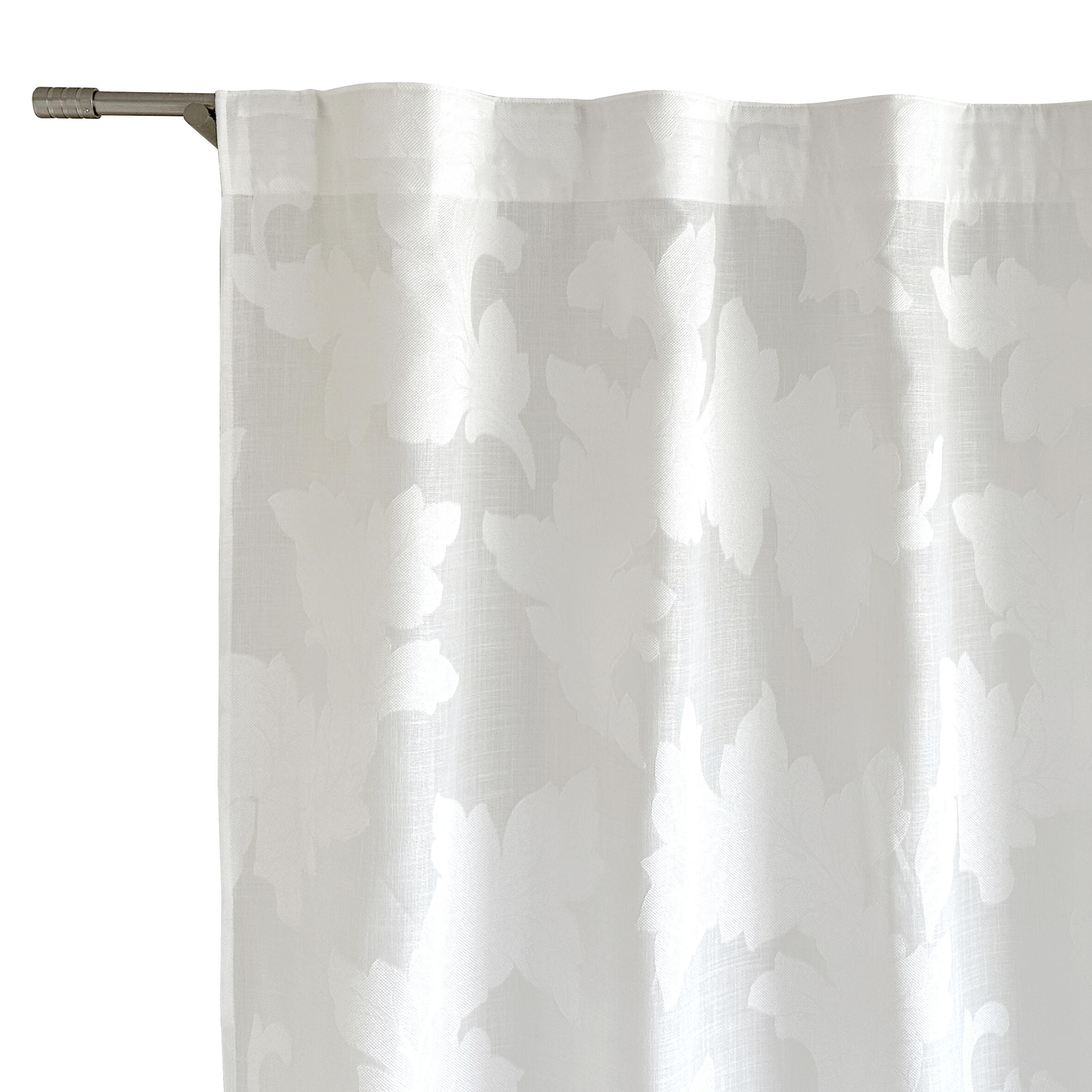 Visillo cinta frunce, trabillas Gregal hoja blanco de 140x300cm | Leroy ...