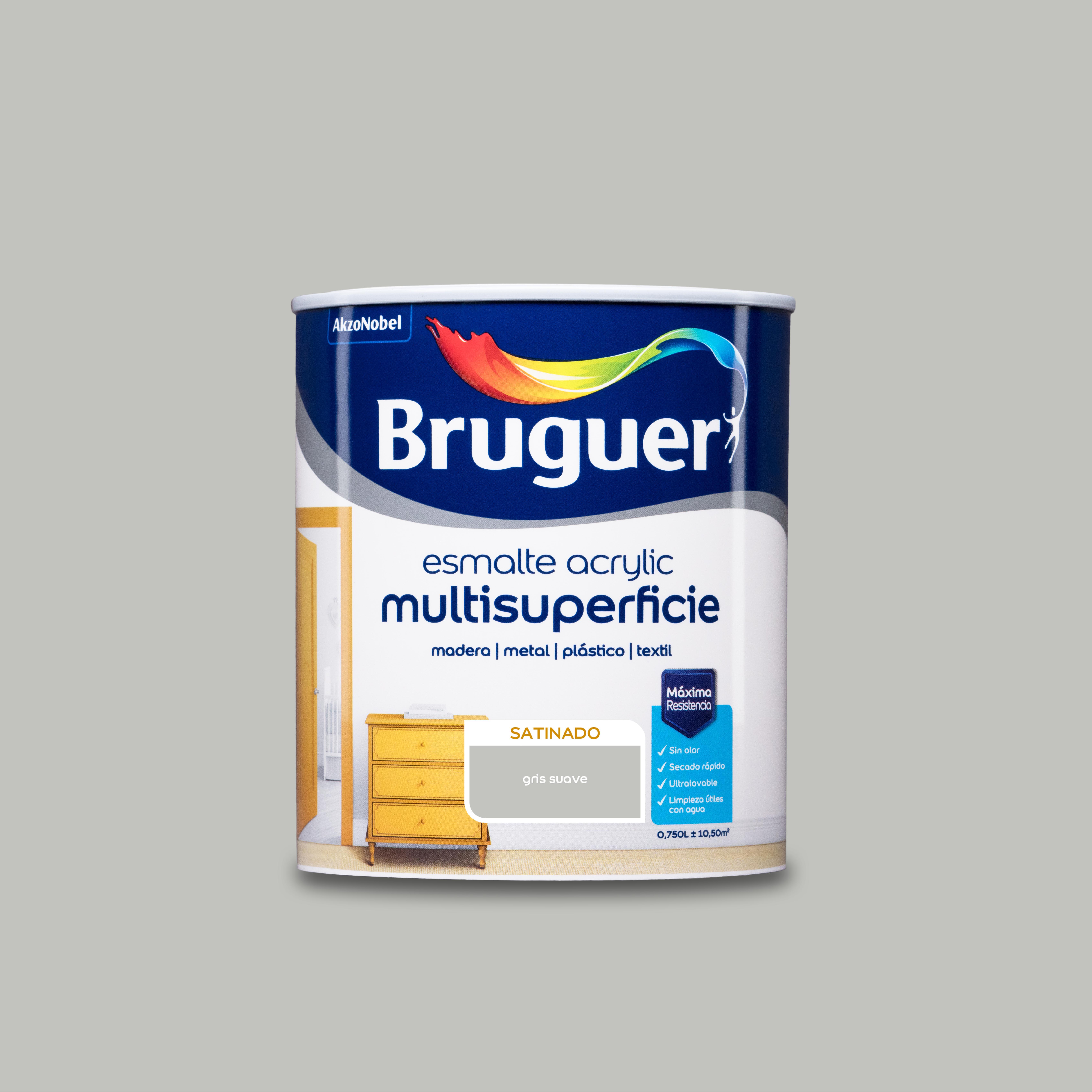 Esmalte de interior Acrylic BRUGUER color gris suave satinado 750ml ...