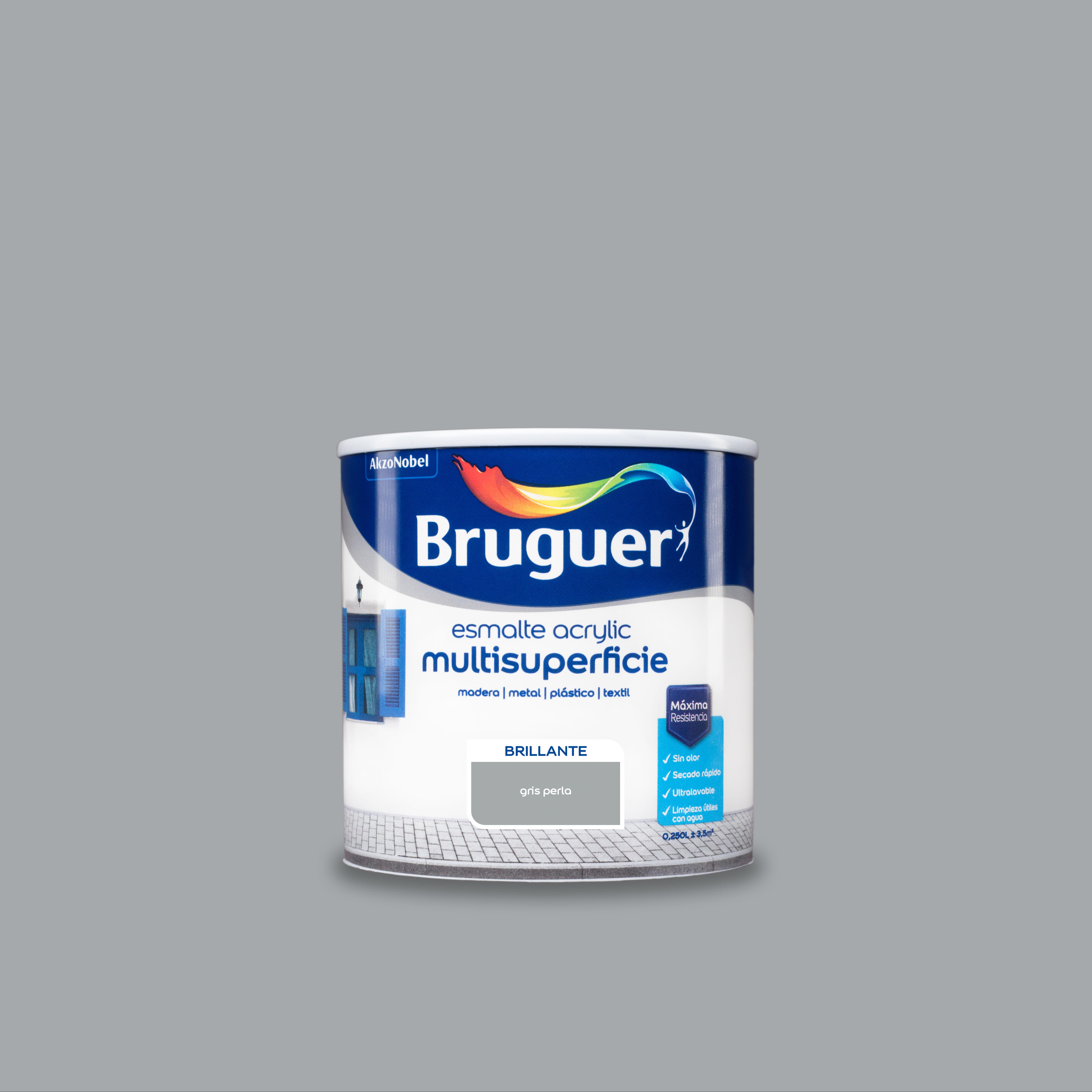 Esmalte de interior Acrylic BRUGUER color gris perla brillante 250ml ...