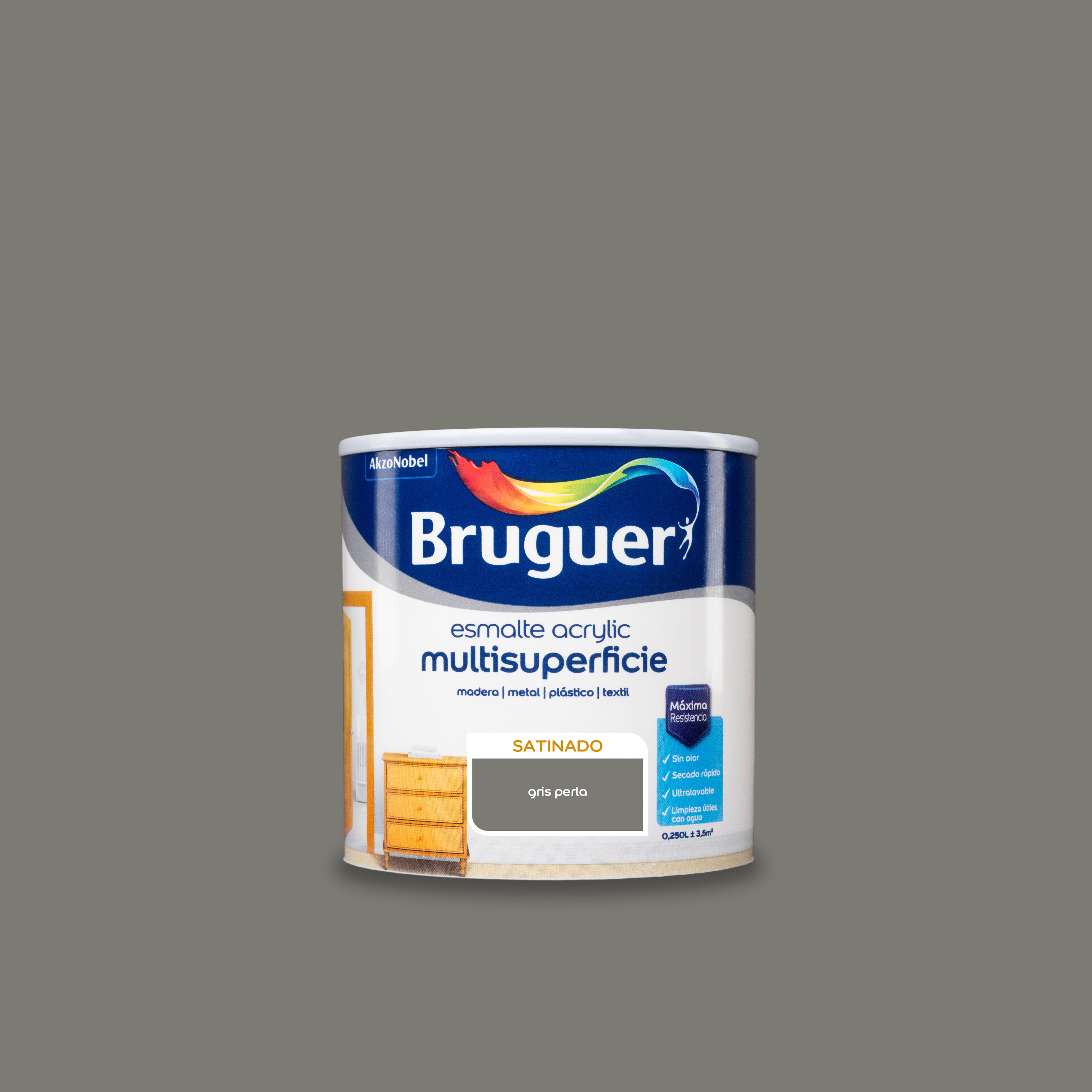 Esmalte de interior Acrylic BRUGUER color gris perla satinado 250ml ...