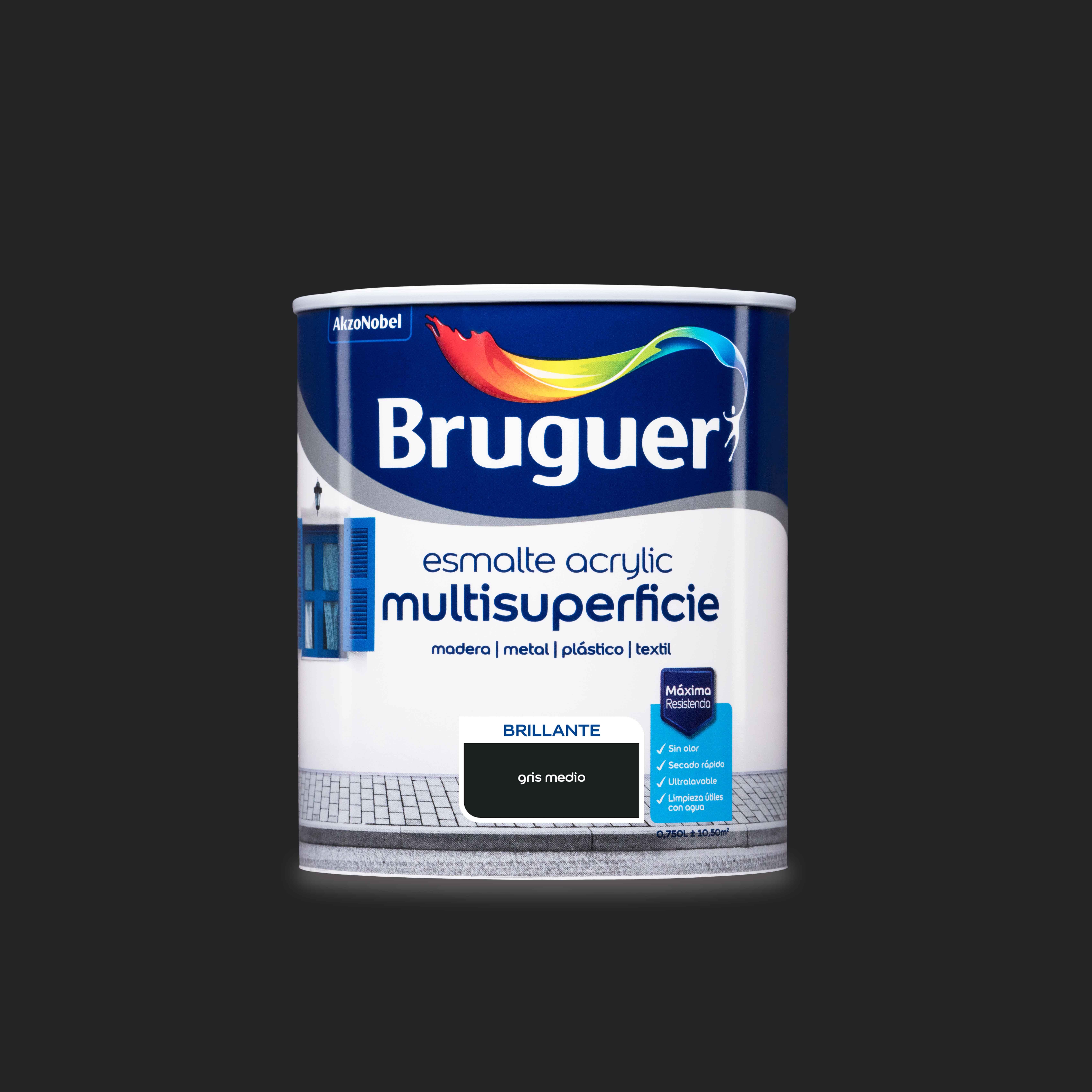 Esmalte de interior Acrylic BRUGUER color gris medio brillante 750ml ...