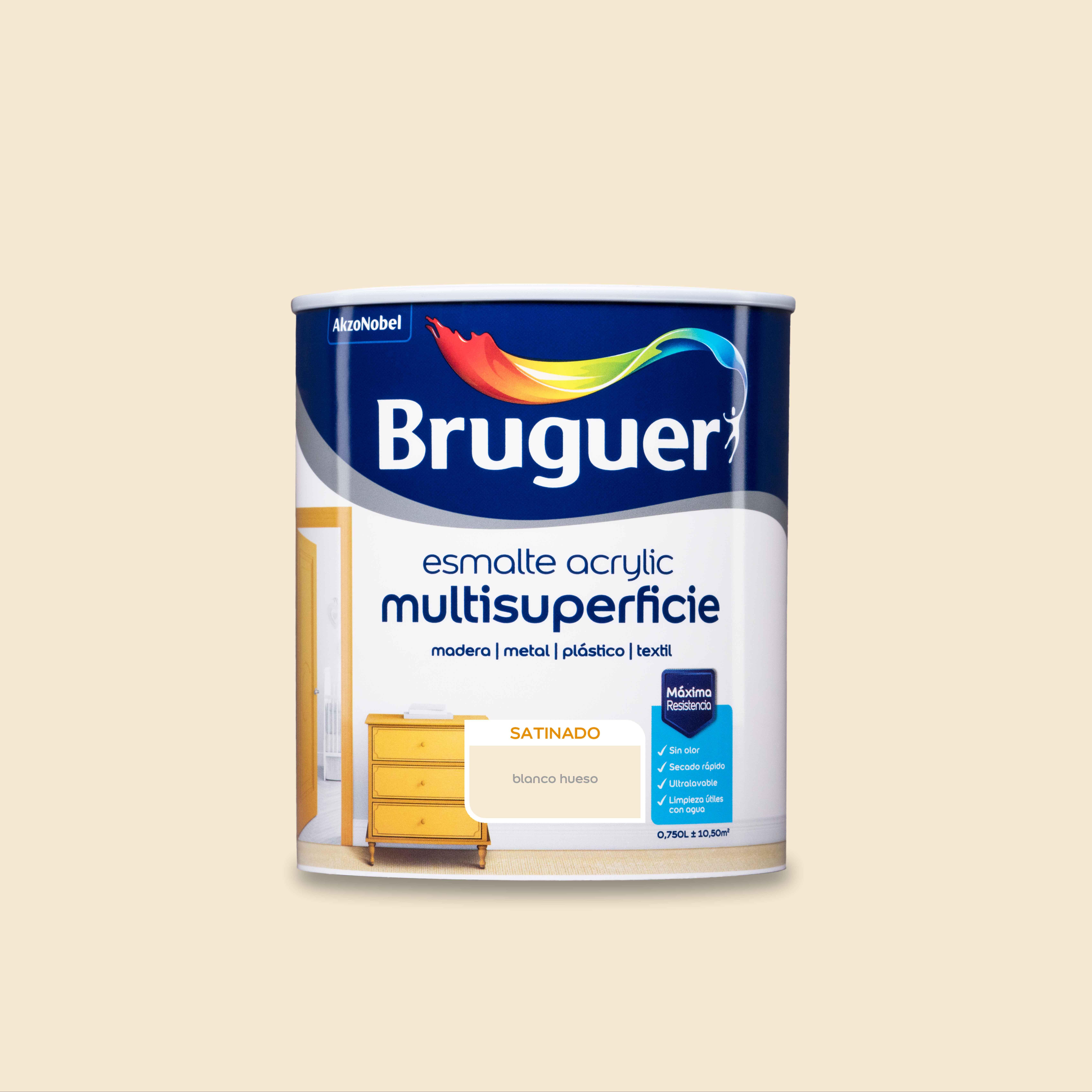 Esmalte de interior Acrylic BRUGUER color blanco hueso satinado 750ml ...