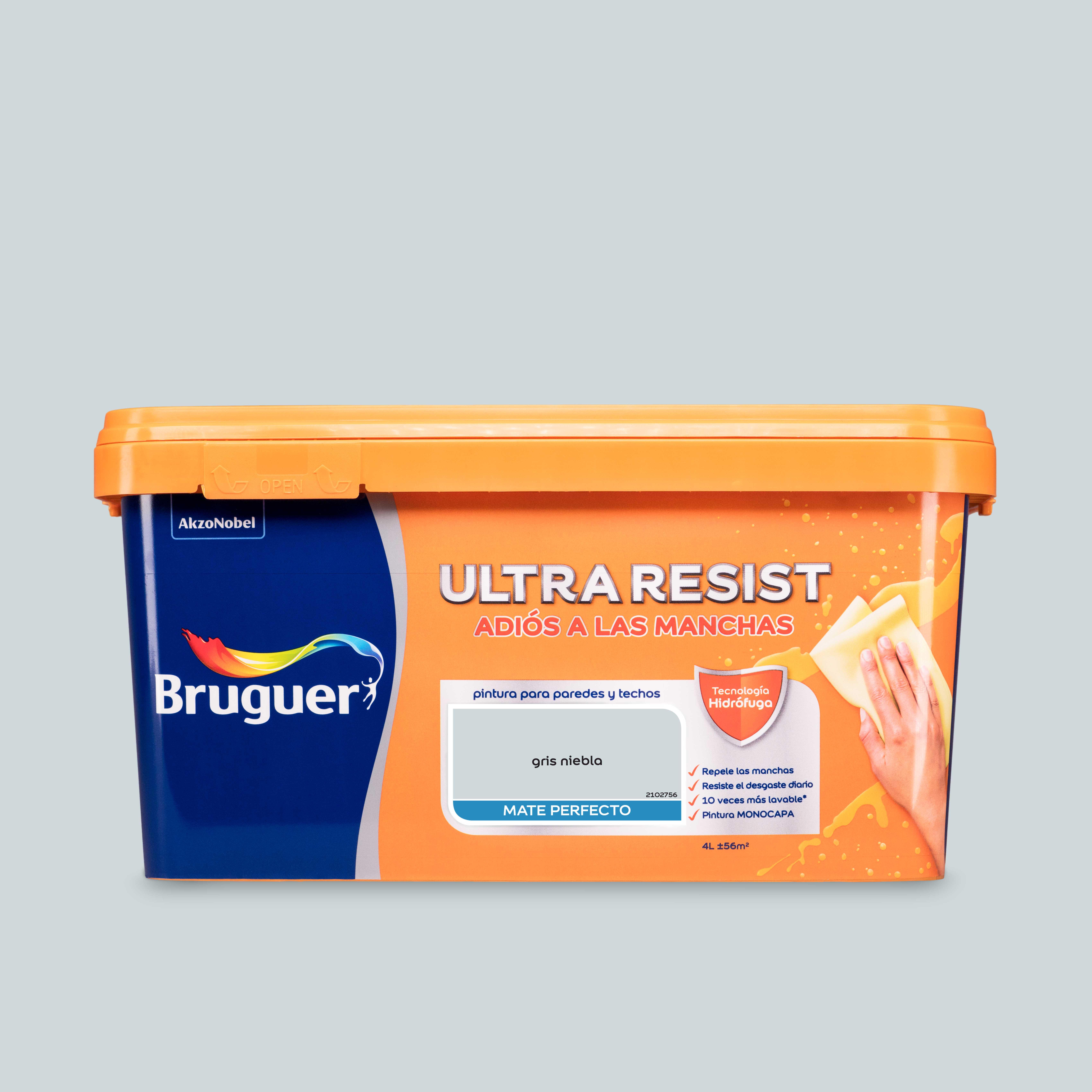 Pintura de interior ULTRARESIST BRUGUER color gris niebla mate 4L para ...