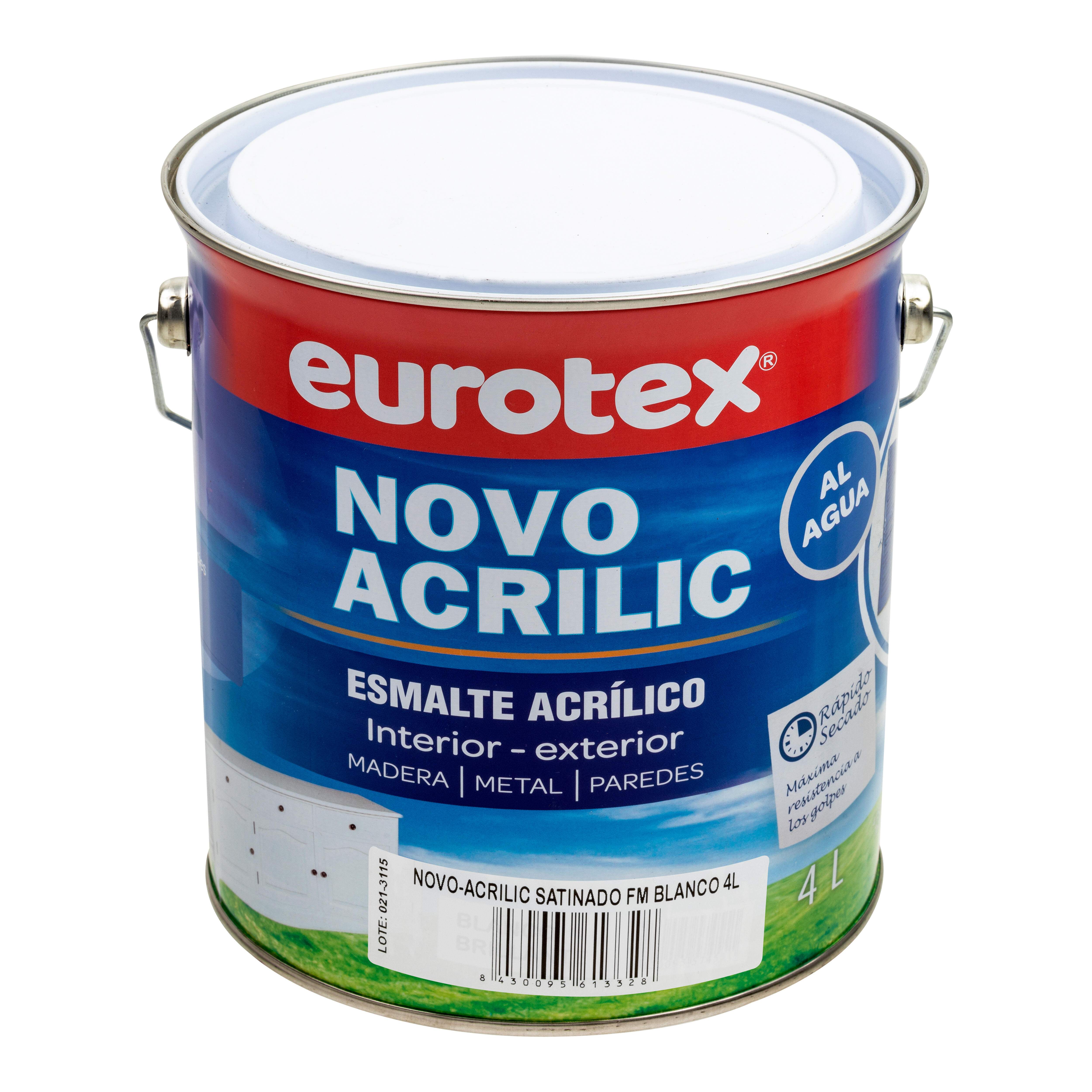 ESMALTE ACRÍLICO SATINADO NOVOACRILIC 4L BLANCO | Obramat