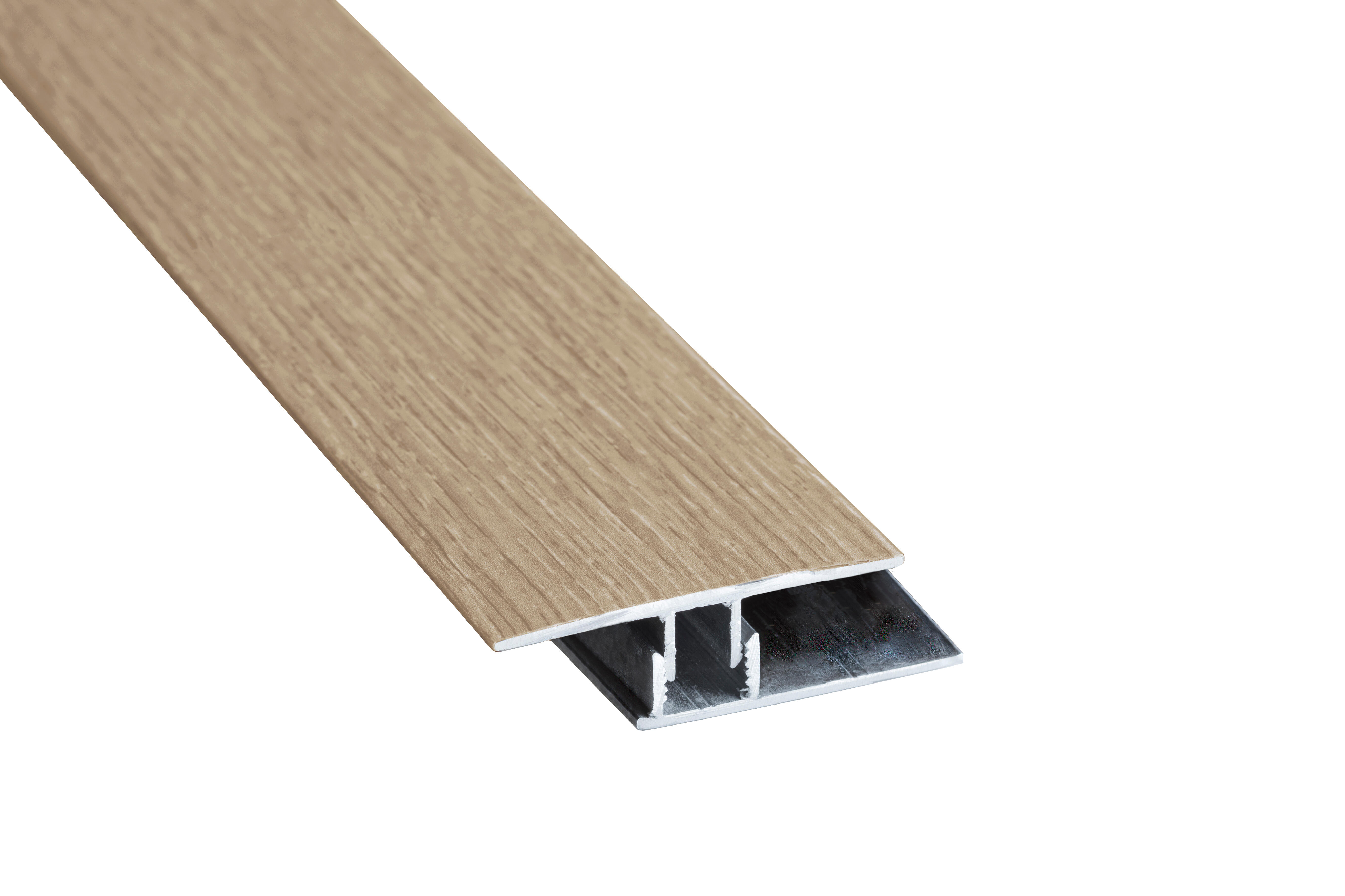 PERFIL TRANSICIÓN DE ALUMINIO ROBLE BISELADO/URAL 240 CM | Obramat