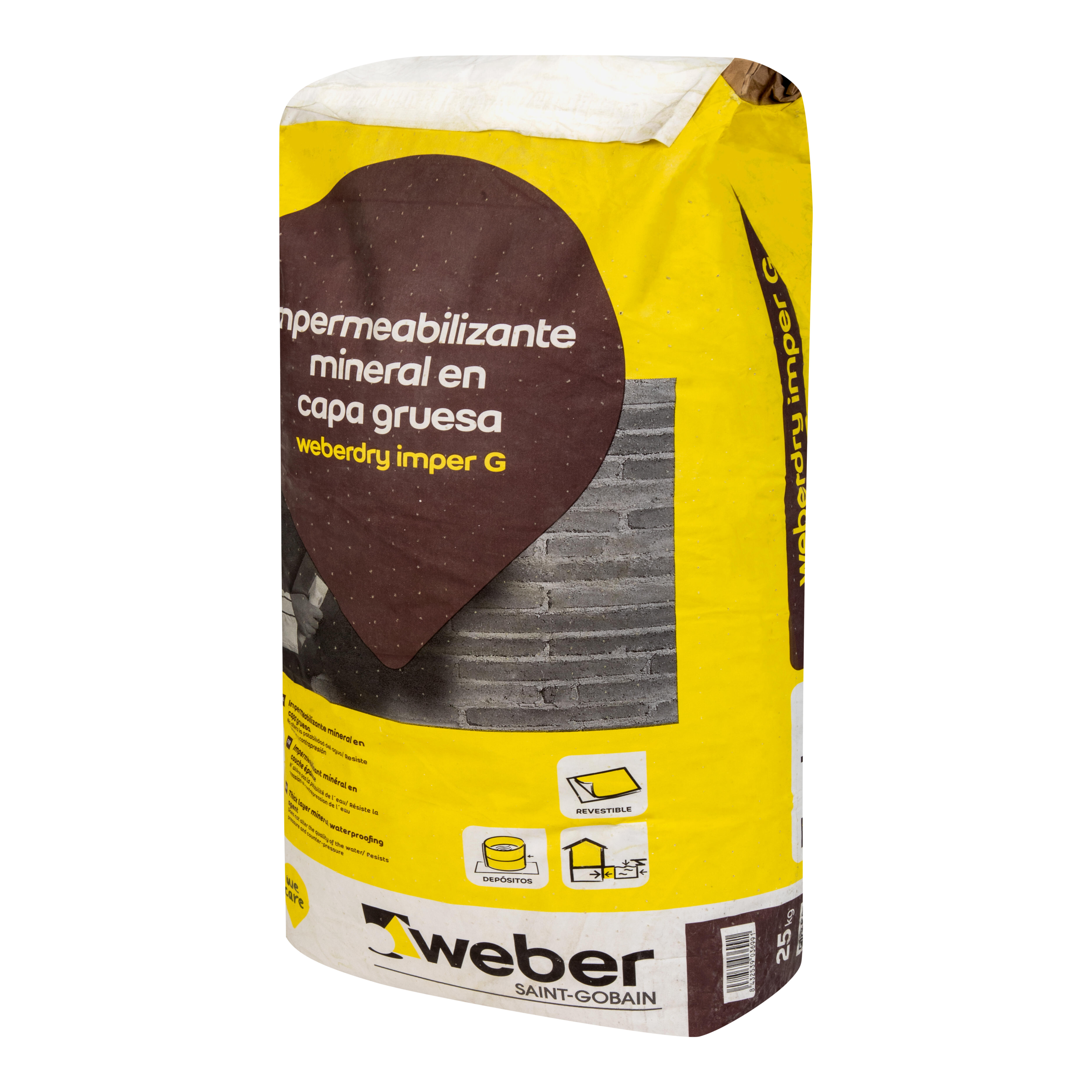 MORTERO IMPERMEABLE WEBERDRY IMPER G 25 KG | Obramat
