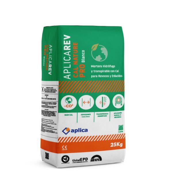 MORTERO CAL DE REVOCO APLICAREV NATURE PRO 25KG BLANCO | Obramat