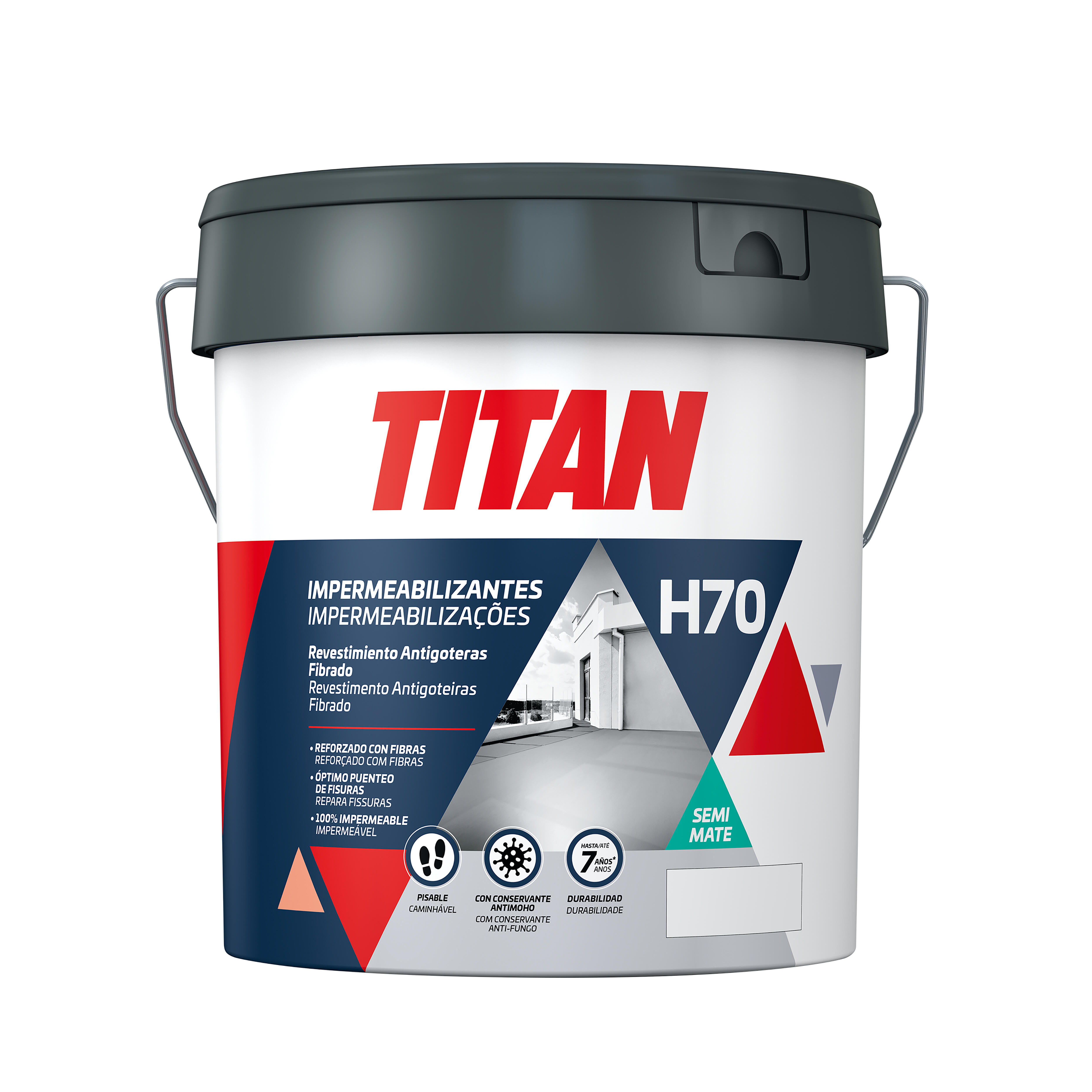 IMPERMEABILIZANTE FIBRADO H70 TITAN 14L CINZA | Obramat