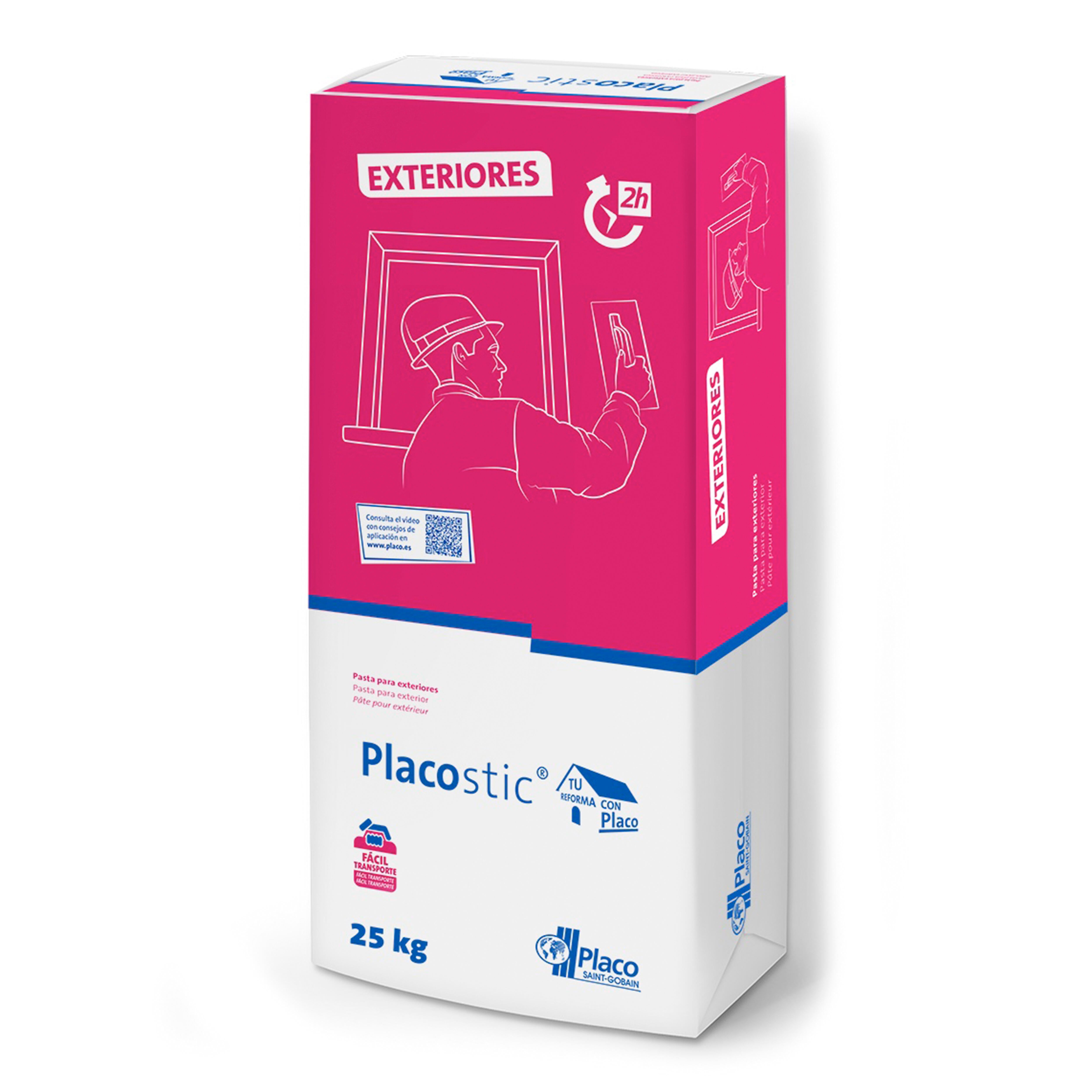 MORTERO REVOCO EN CAPA FINA PLACOSTIC EXTERIORES 25 KG | Obramat