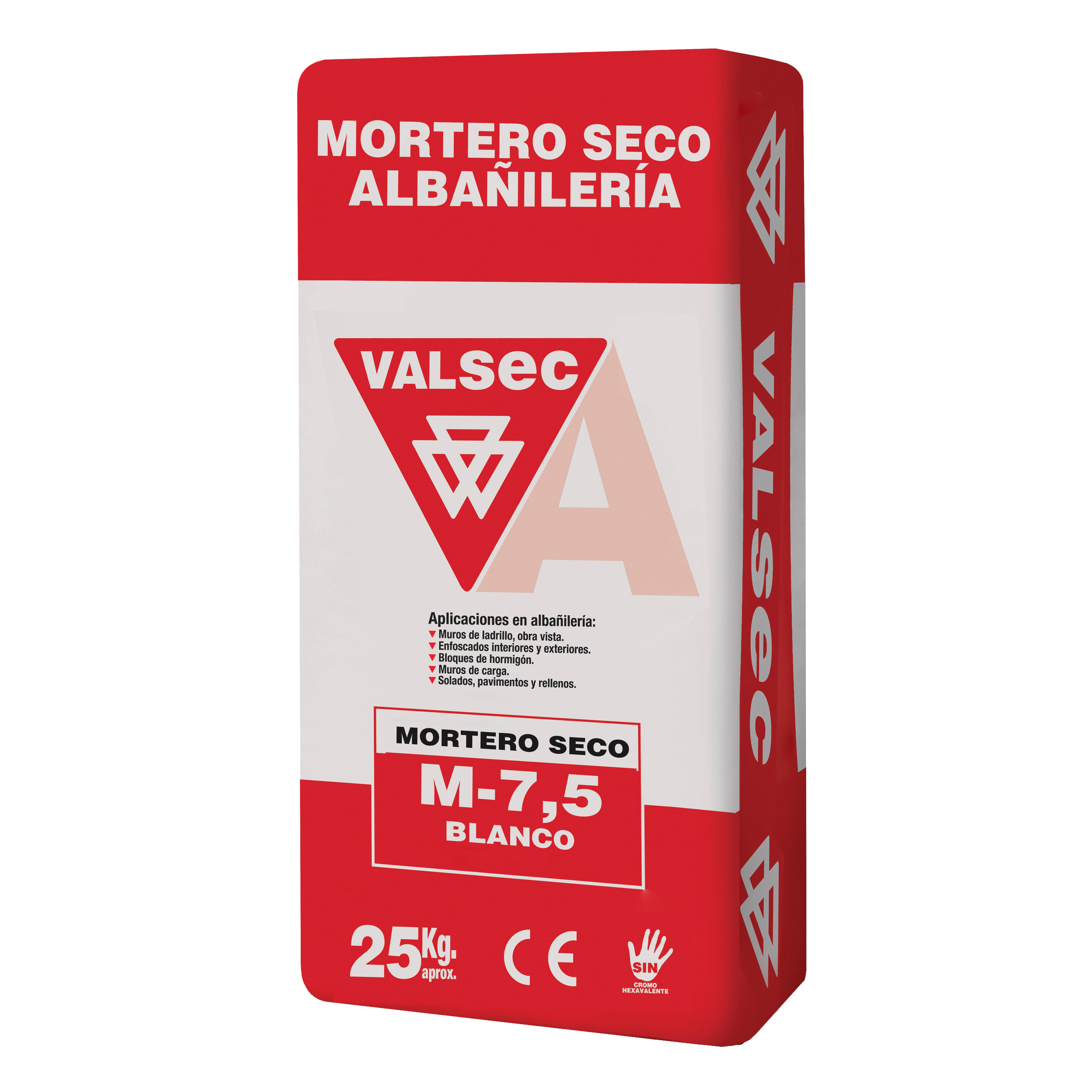 MORTERO SECO M7,5 VALSEC 25 KG BLANCO CALIZA | Obramat