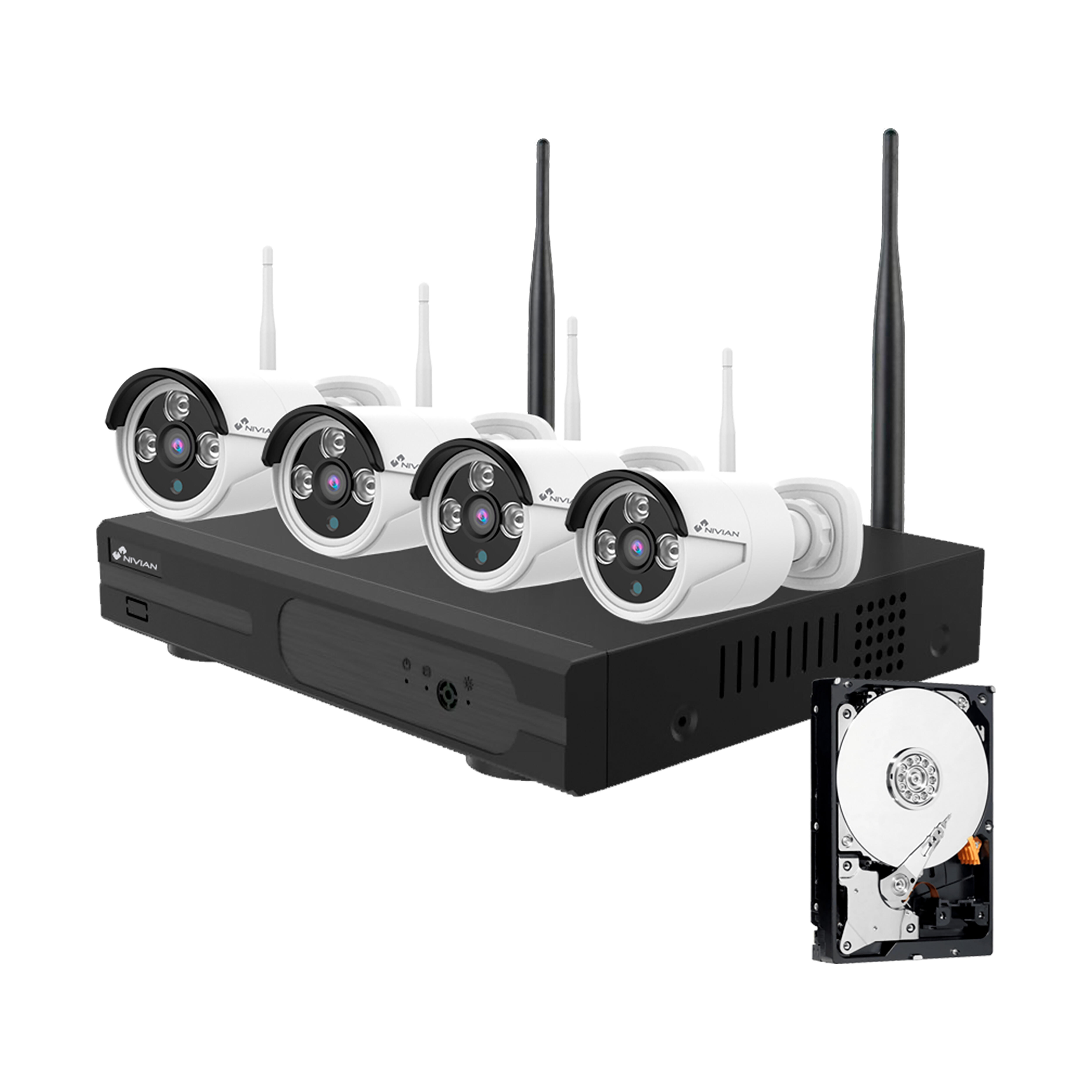 KIT GRABADOR CCTV WIFI 10 CANALES + 4 CAMARAS EXTERIOR + 1TB | Obramat