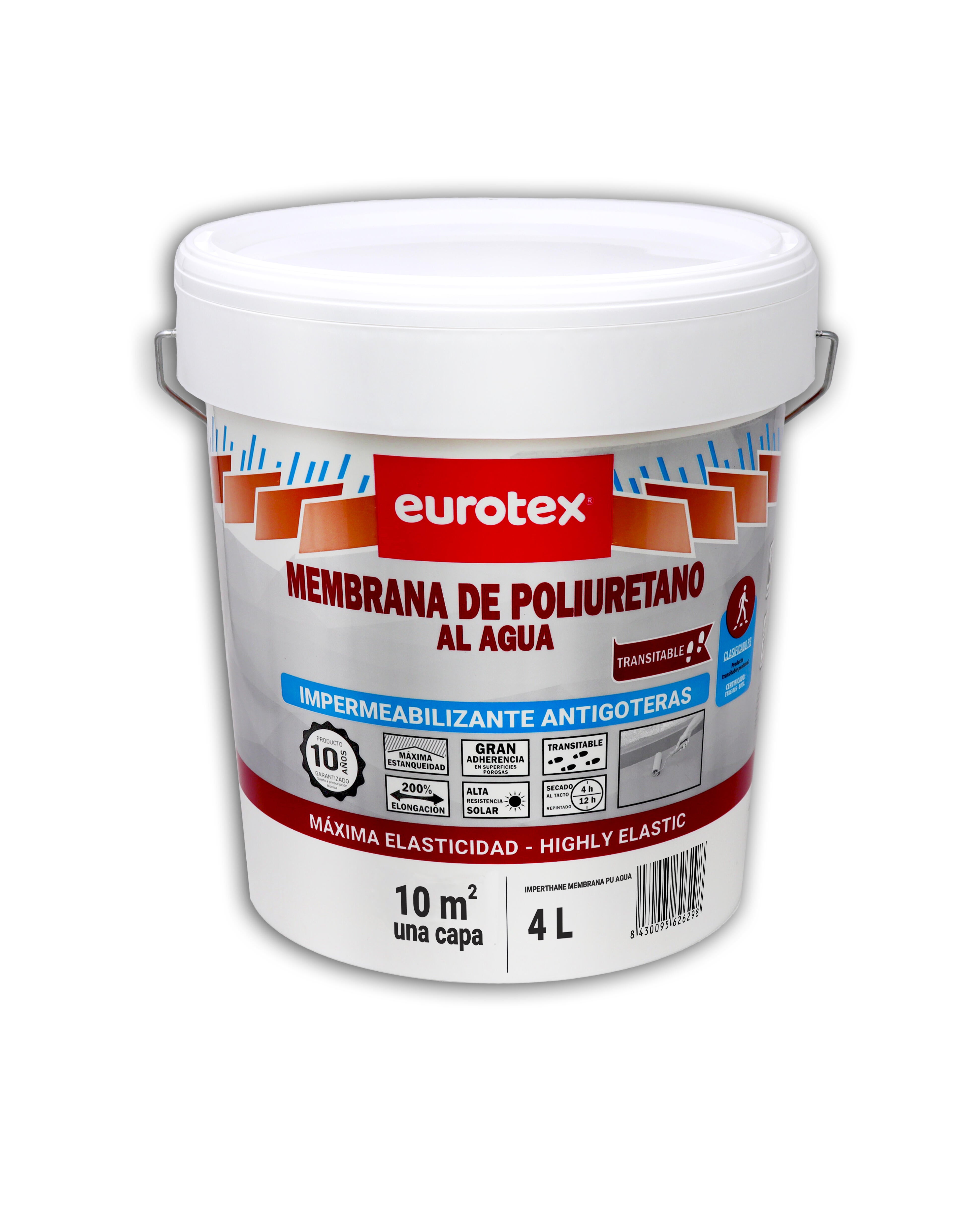 IMPERMEABILIZANTE MEMBRANA PU AQUOSA EUROTEX 4L TRANSPARENTE | Obramat