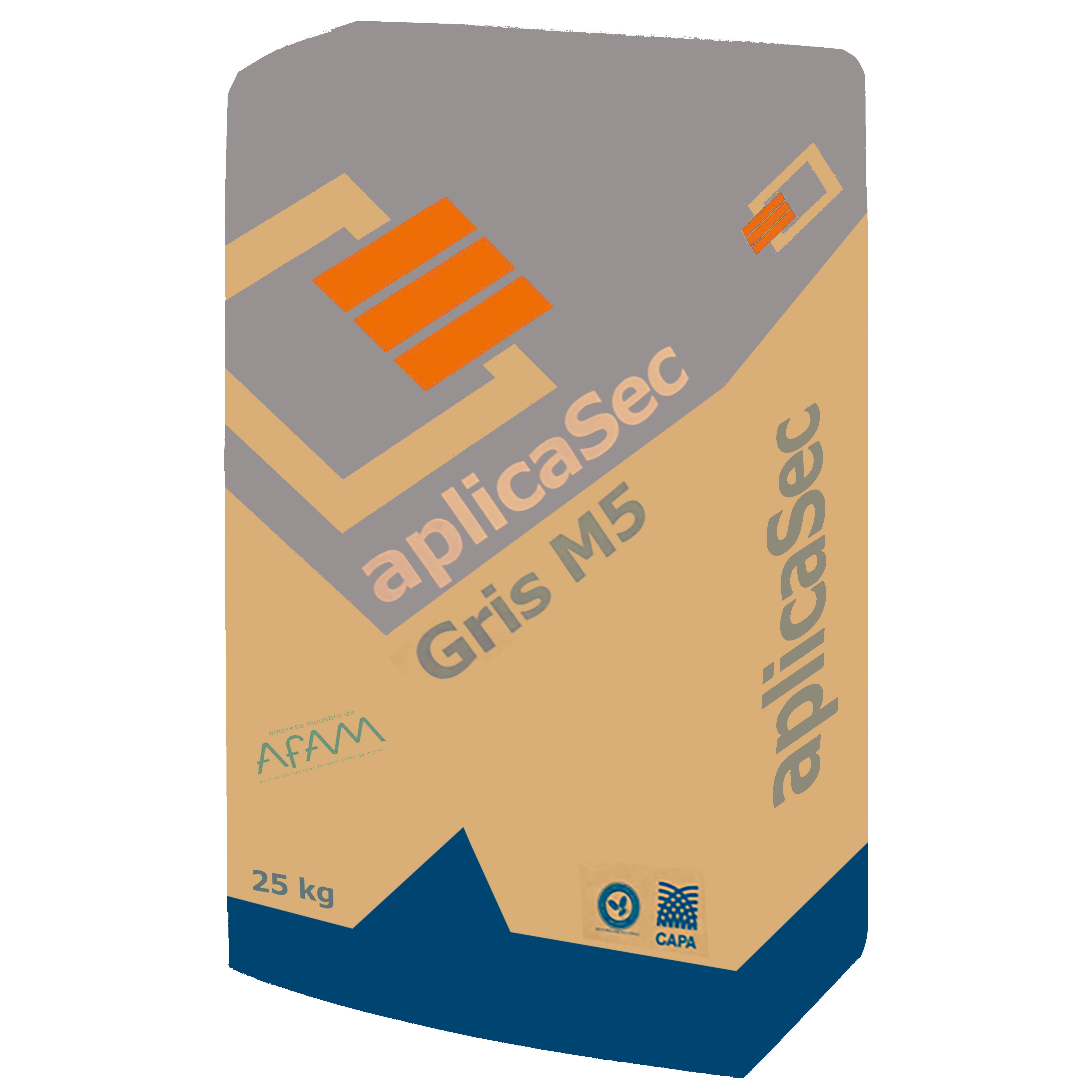 MORTERO SECO M5 APLICASEC 25 KG GRIS | Obramat