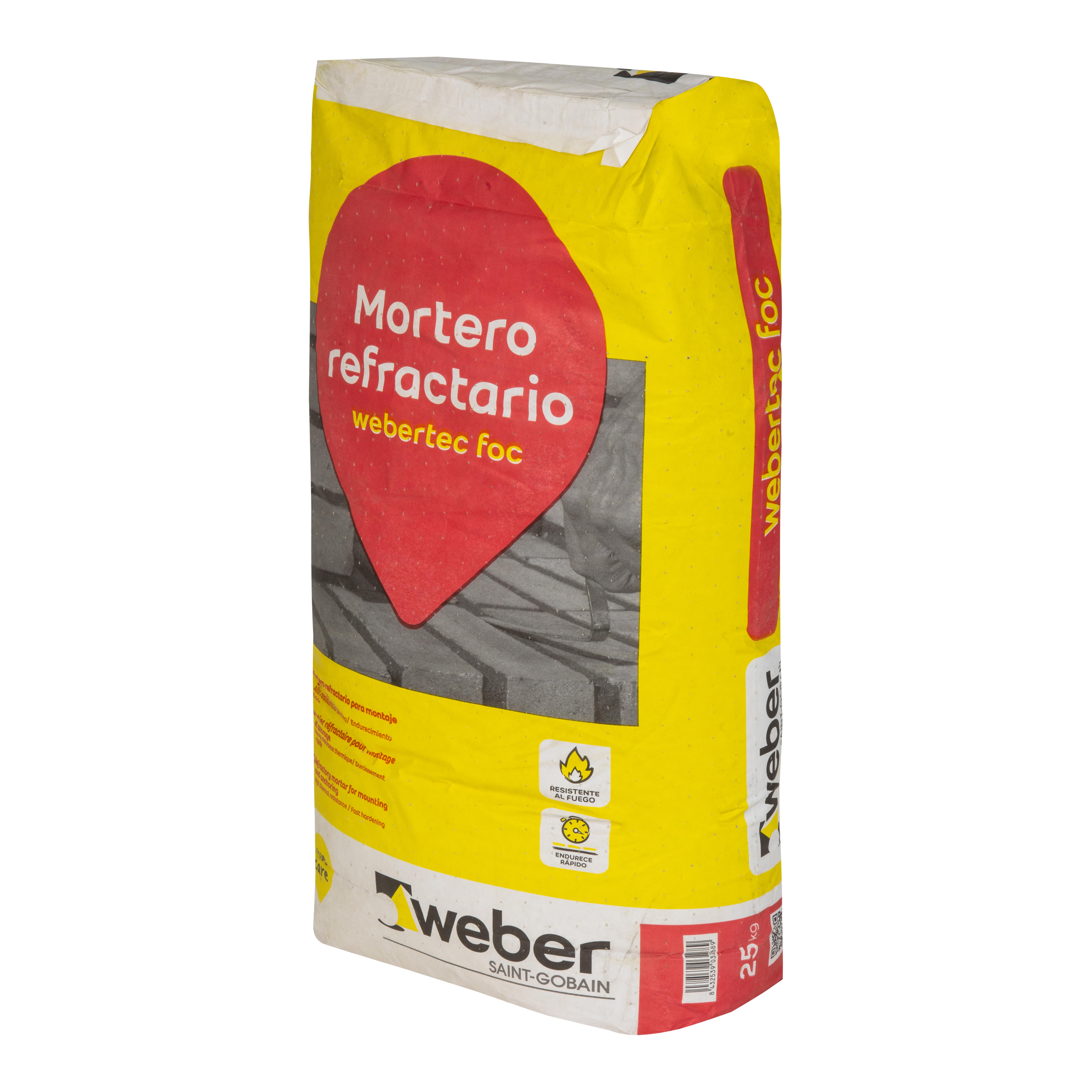 MORTERO REFRACTARIO WEBERTEC FOC 25 KG | Obramat