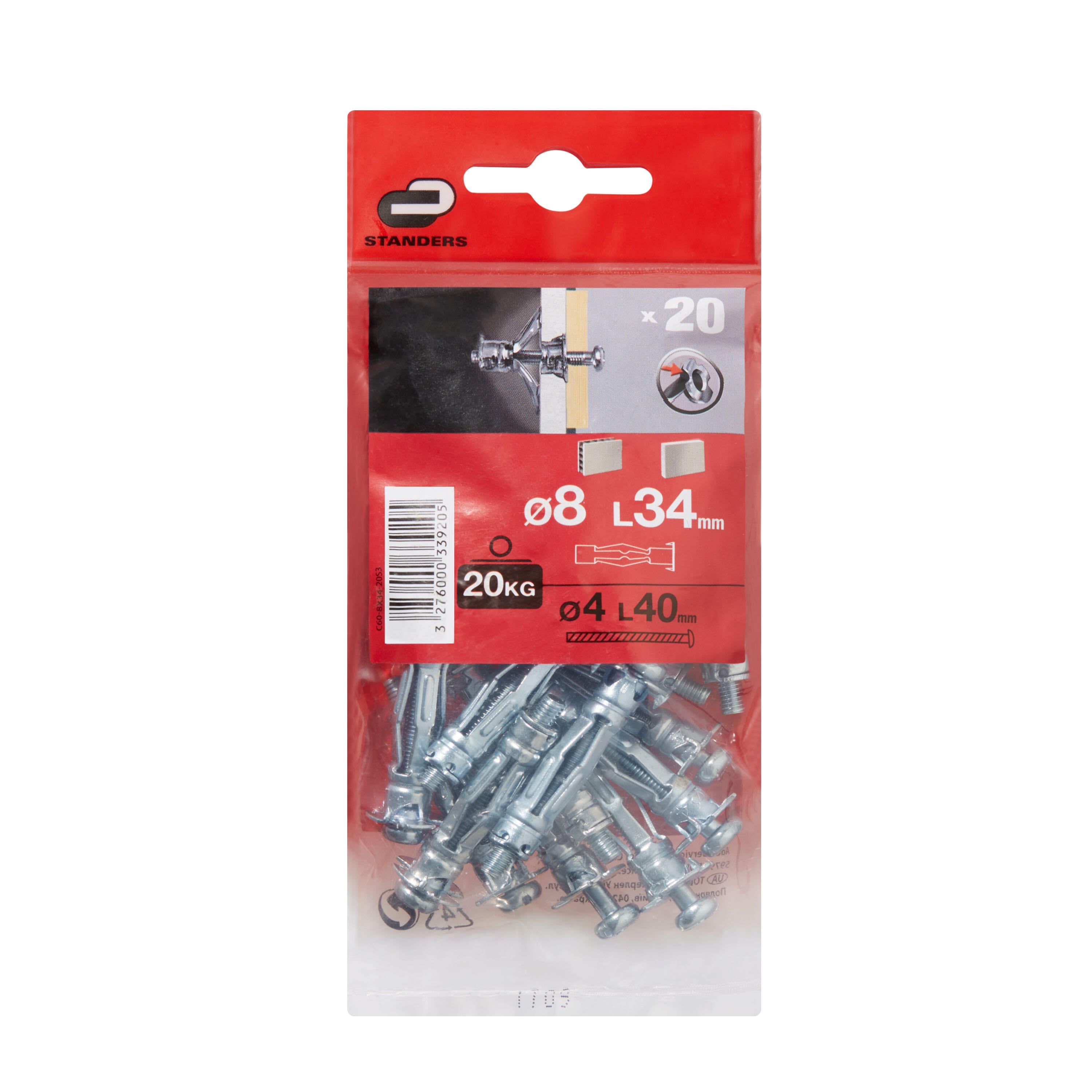 Surtido de 20 tacos de acero para pared hueca ø 8 x L. 34 mm | Leroy Merlin