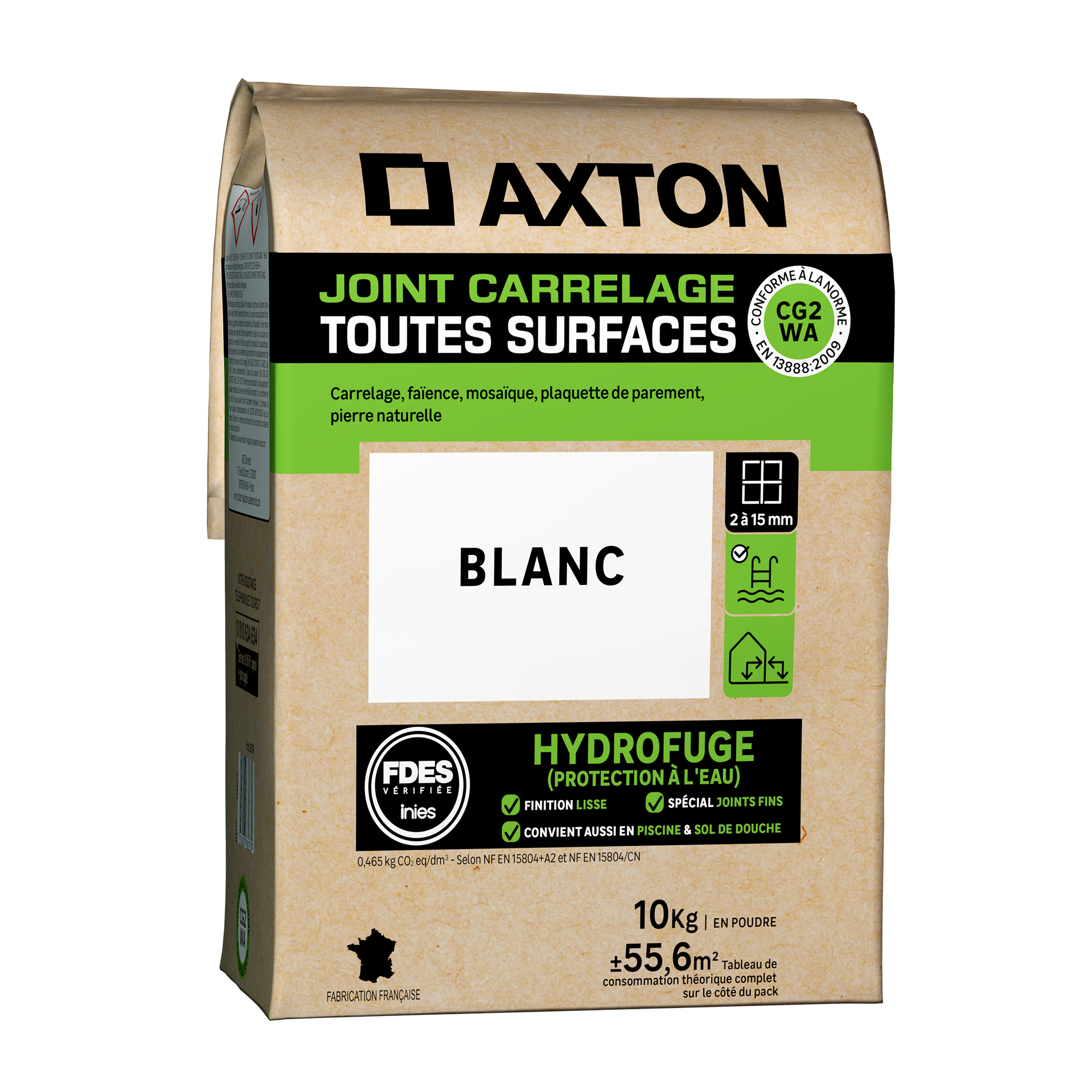 Joint tous types de carrelage et mosaïque blanc AXTON, 10 kg | Leroy Merlin