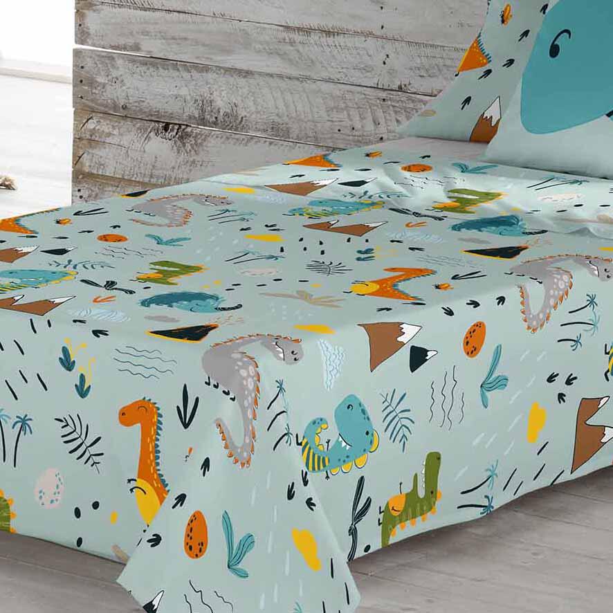 Juego de sábanas infantiles SAURUS 100% algodón cama 105 cm | Leroy Merlin