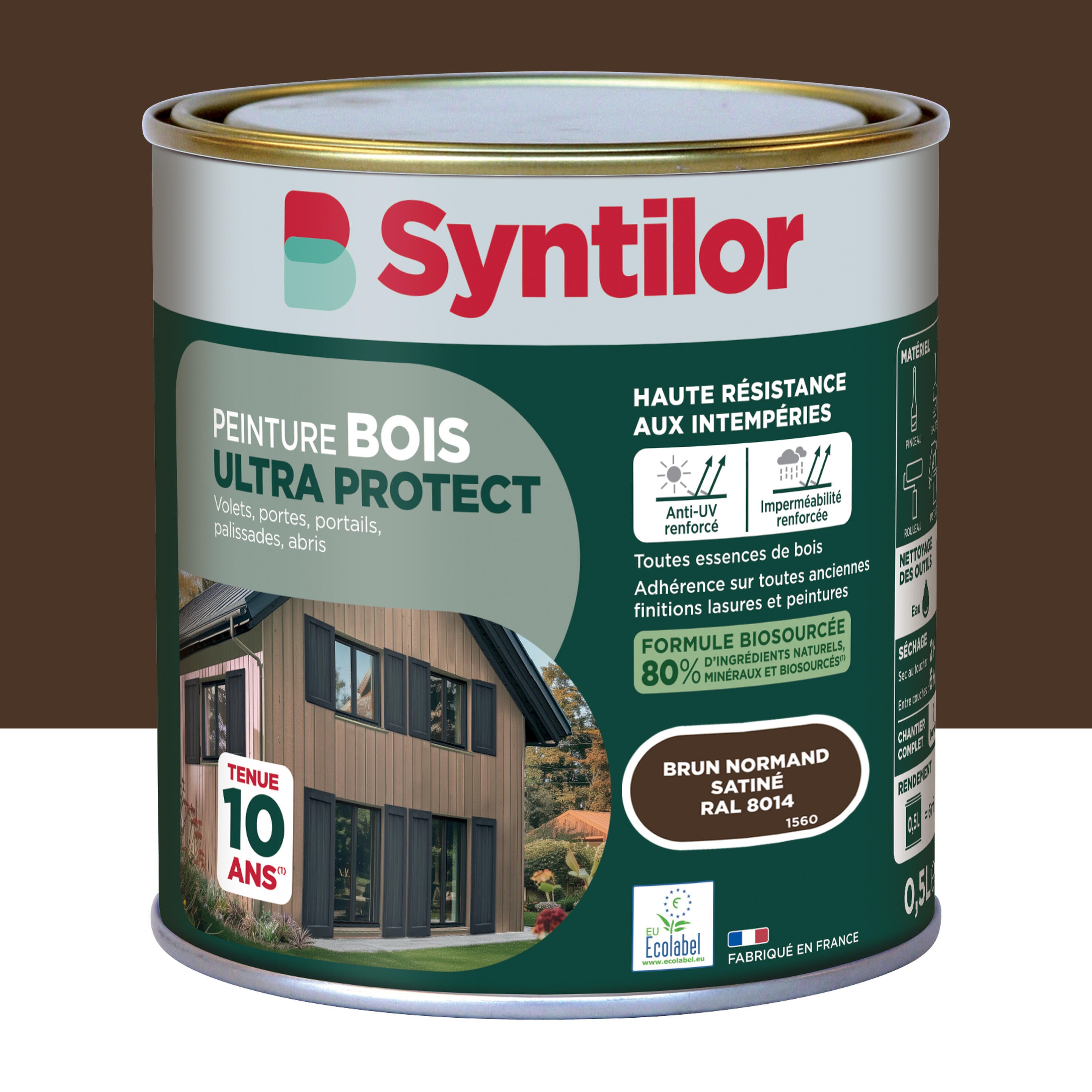 Peinture extérieure bois Ultra protect SYNTILOR brun normand satiné 0.5l | Leroy Merlin