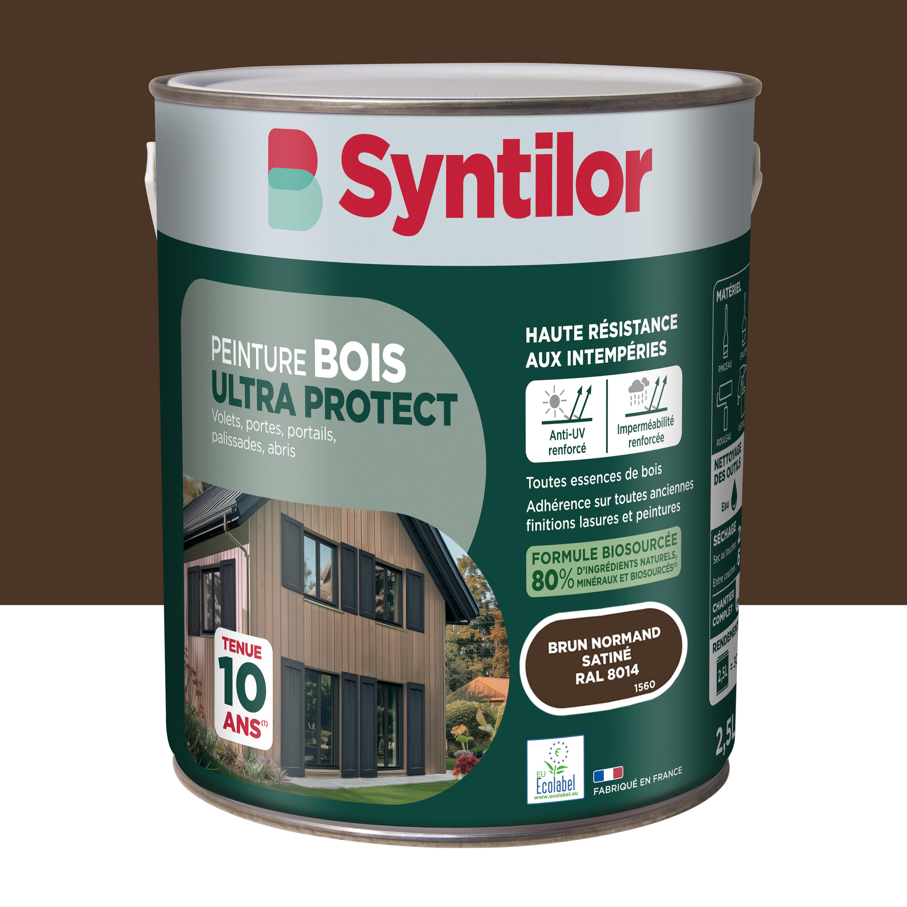 Peinture extérieure bois Ultra protect SYNTILOR brun normand satiné 2.5l | Leroy Merlin