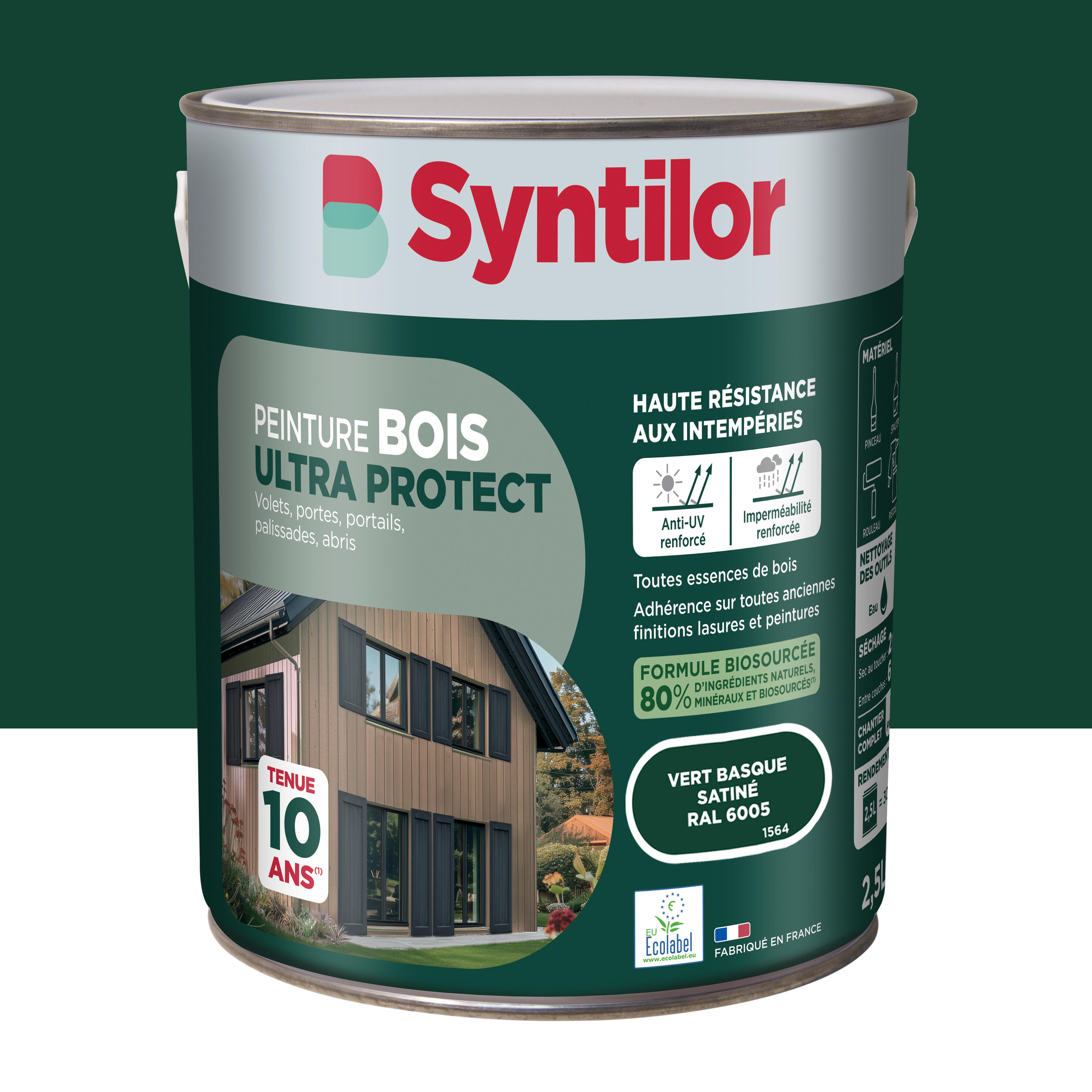 Peinture extérieure bois Ultra protect SYNTILOR vert basque satiné 2.5l ...