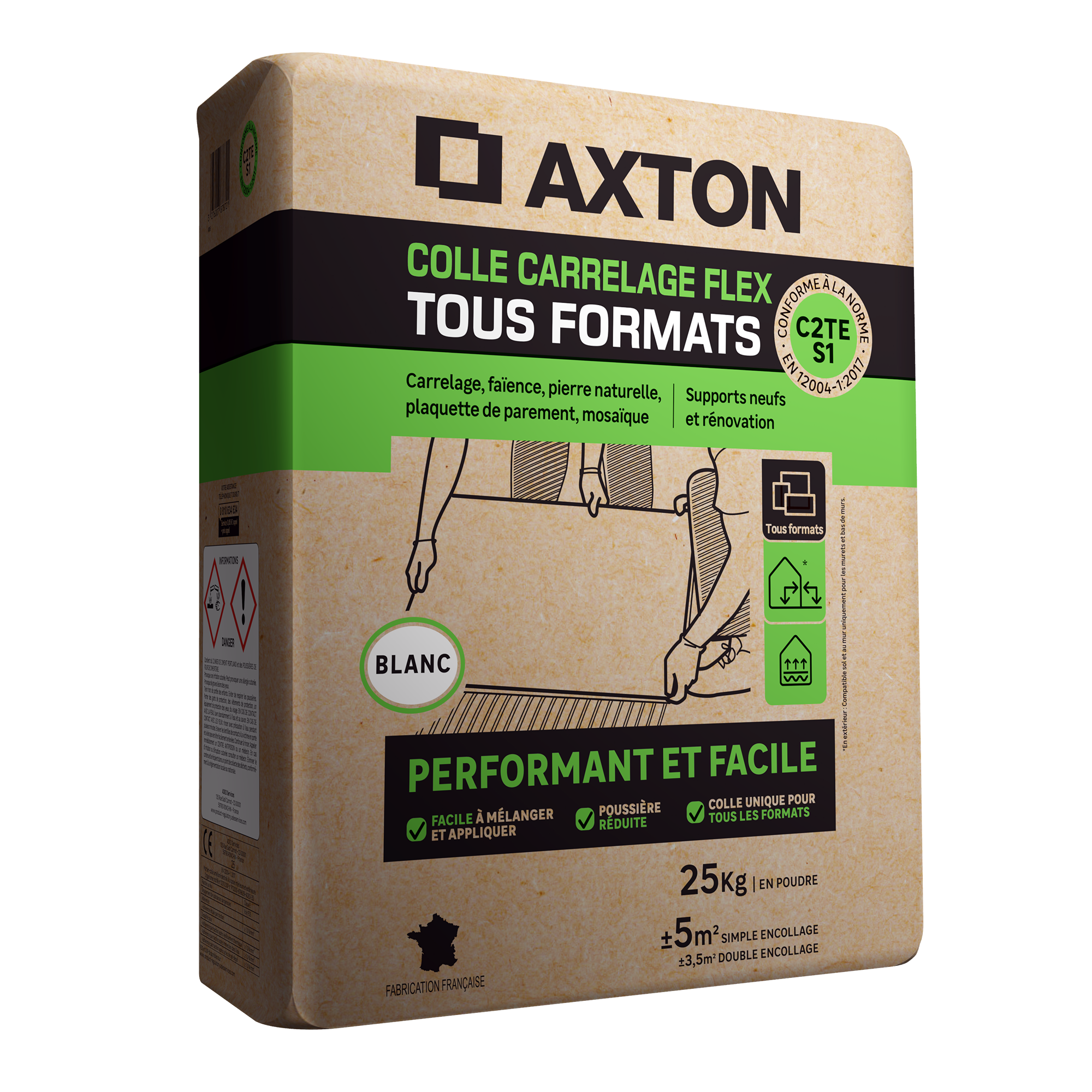 Colle à carrelage FLEX, tous formats, 25 kg, AXTON, blanche | Leroy Merlin