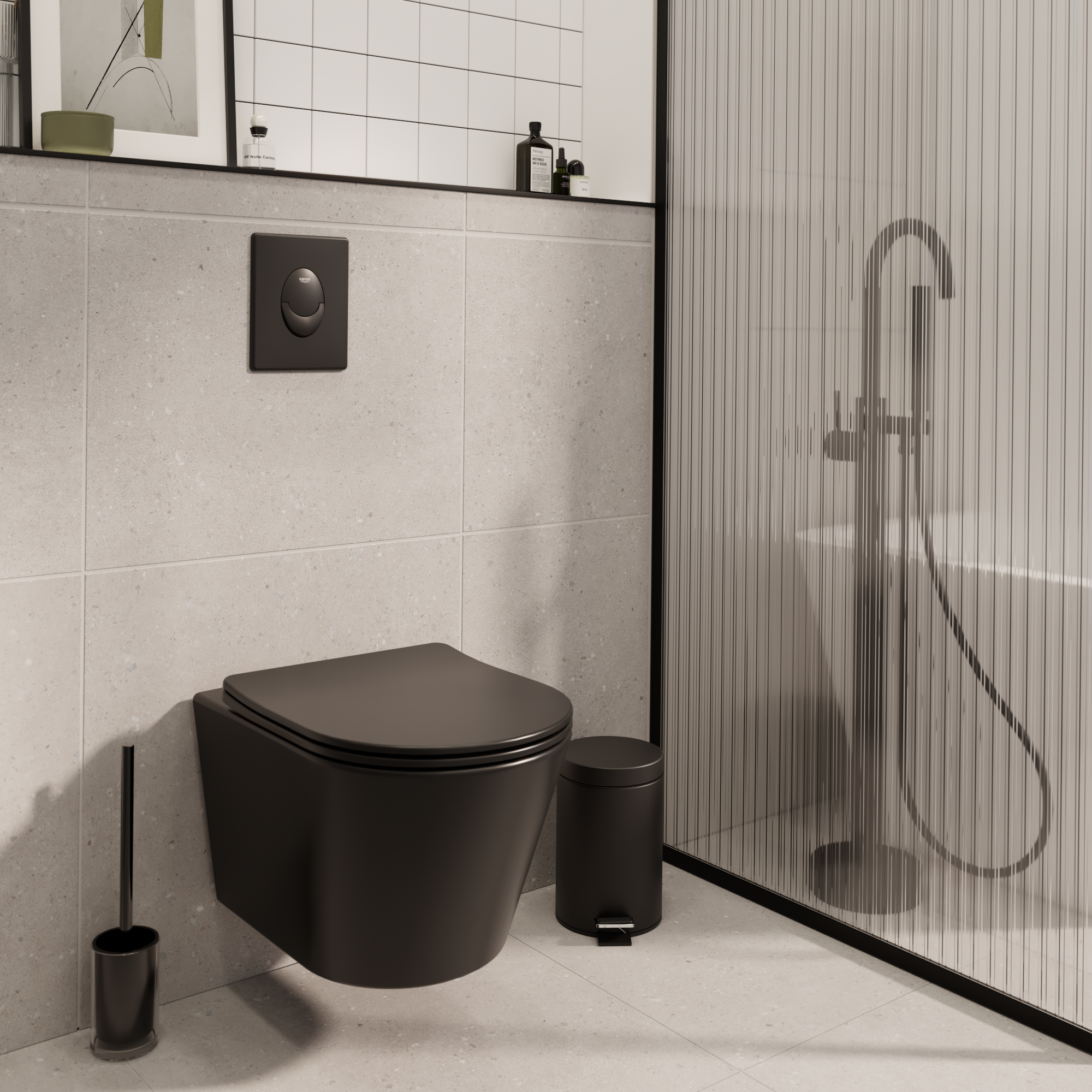 Cuvette pour WC suspendu, SENSEA Studio noir | Leroy Merlin