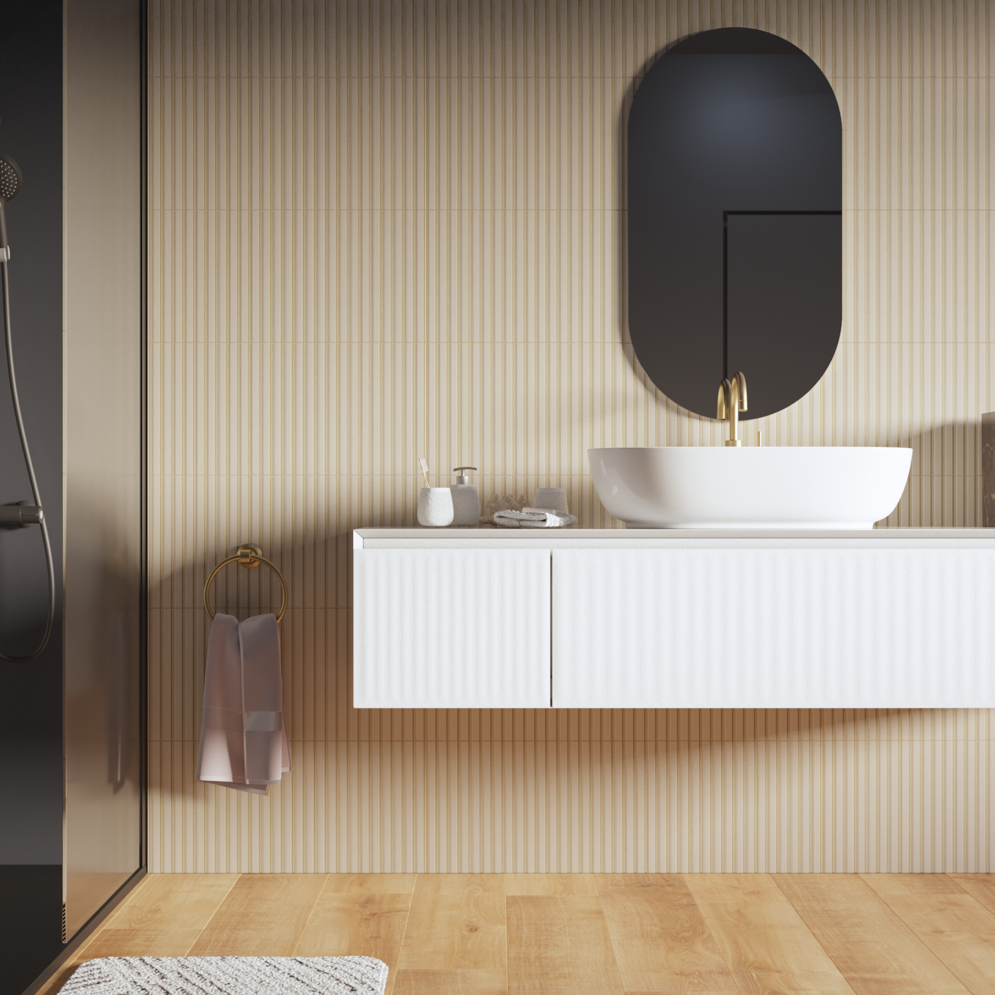 Carrelage mur intérieur effet relief strié beige Arctic l.30 x L.90 cm ...