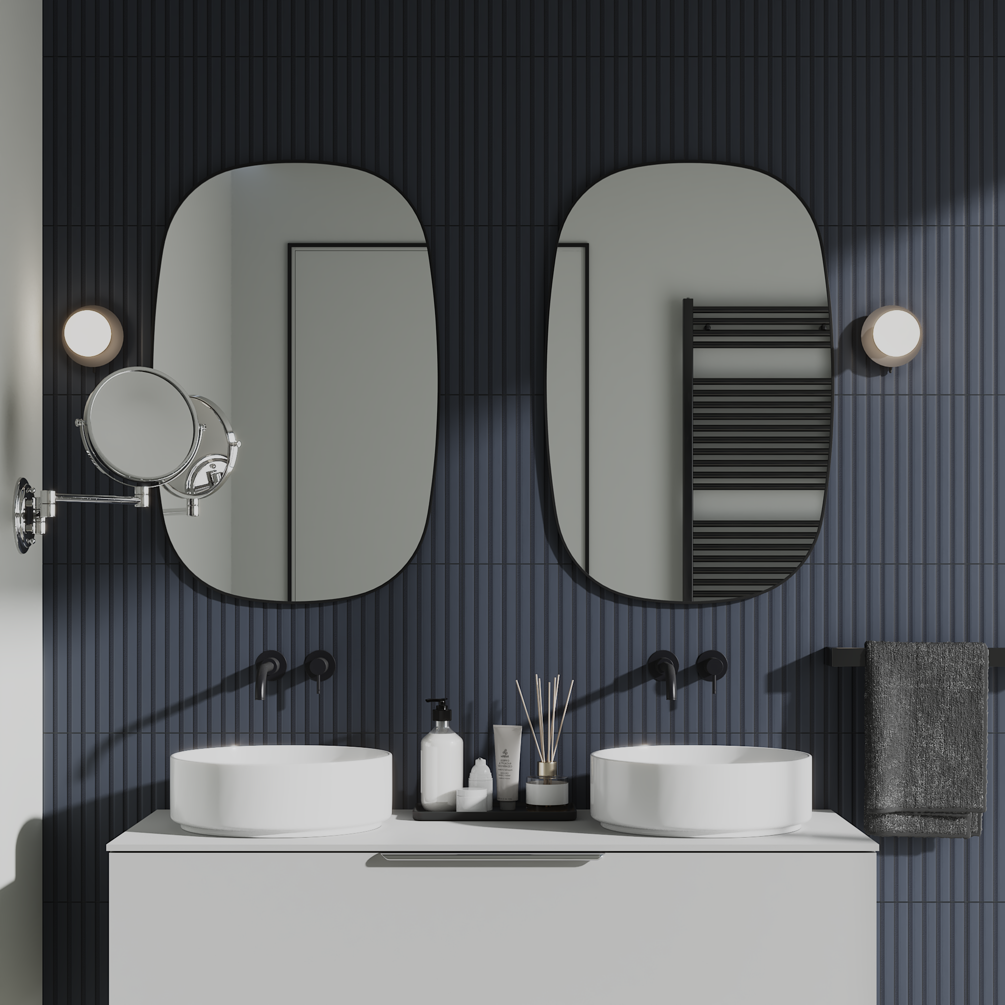 Carrelage mur intérieur effet strié bleu foncé Arctic l.30 x L.90 cm ...