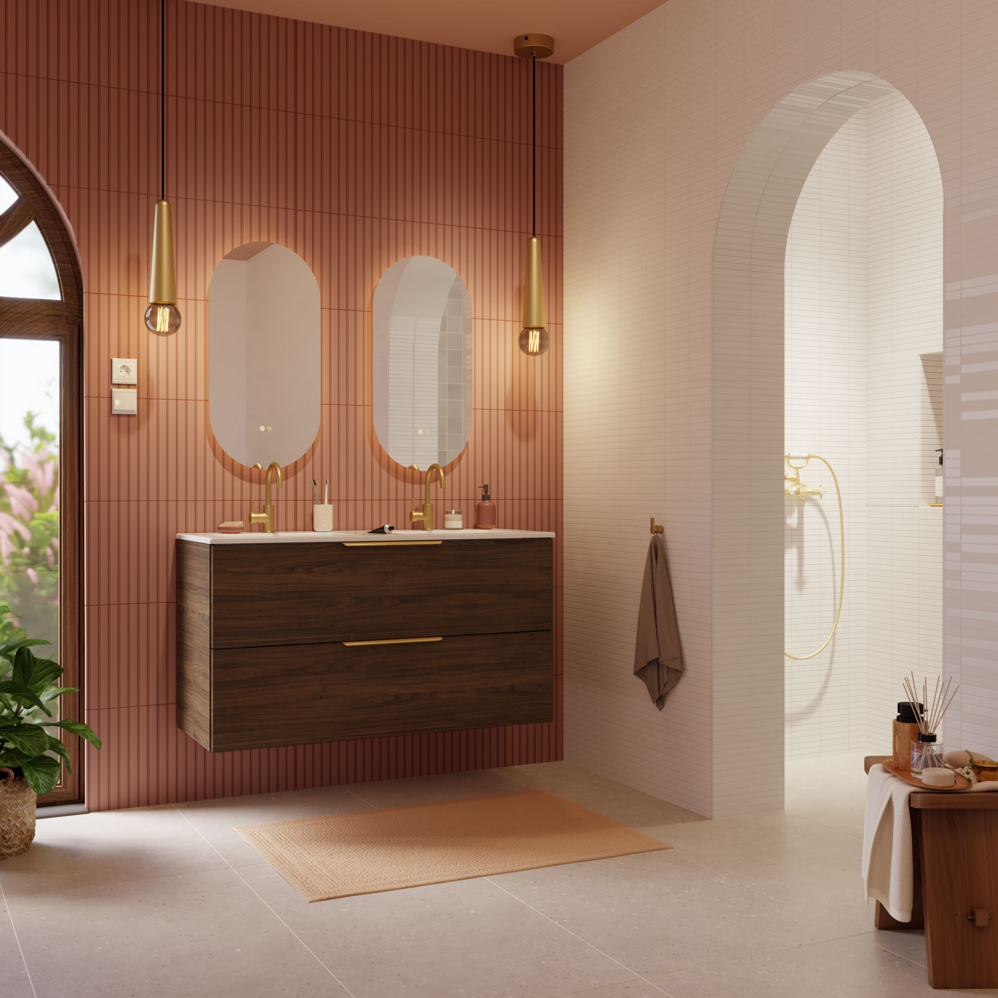 Carrelage mur int effet relief strié terracota Arctic l.30 x L.90 cm ...