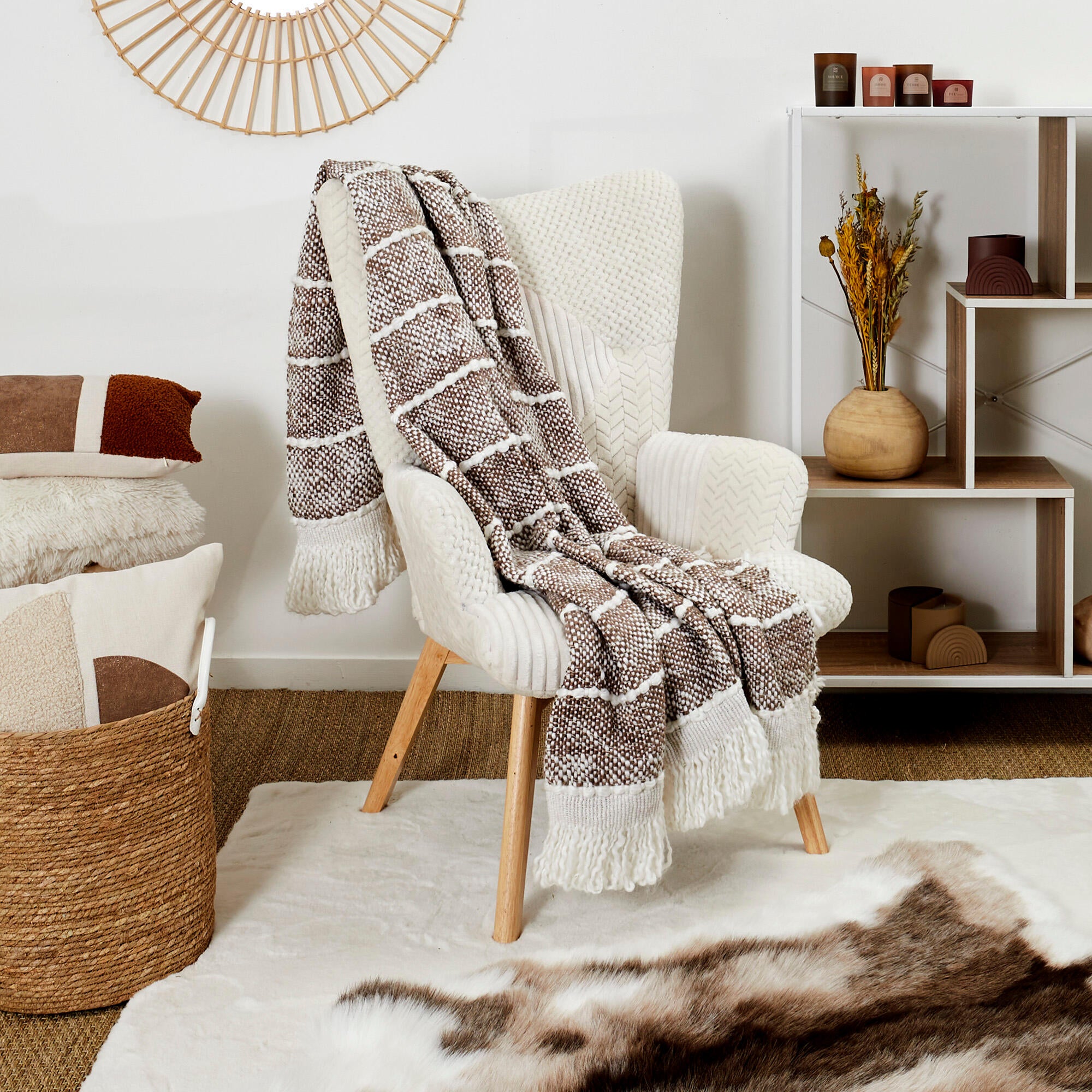 Manta Natural poliéster Taupe 120x150 cm | Leroy Merlin