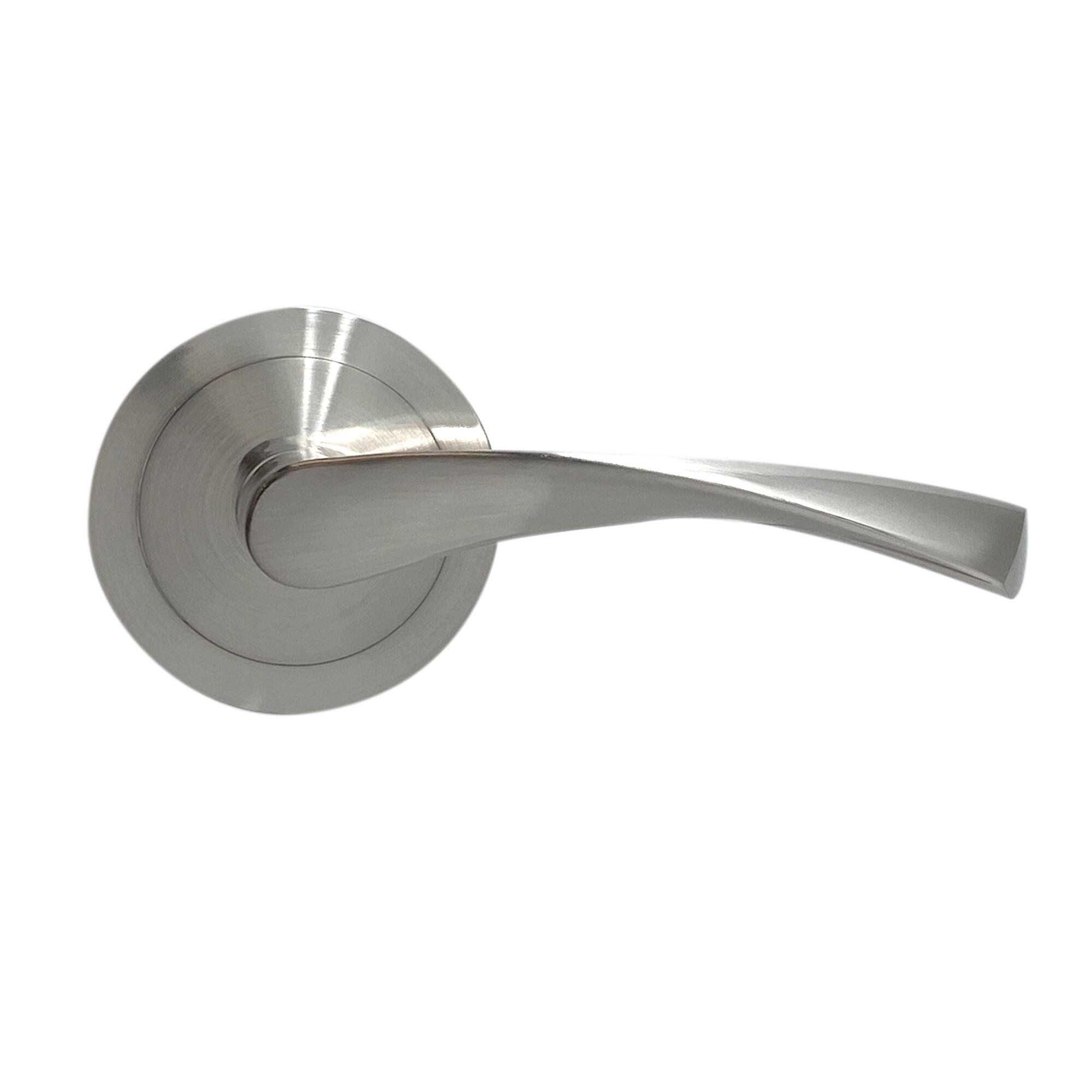 Juego de manilla con roseta ancha de aluminio color níquel satinado ...