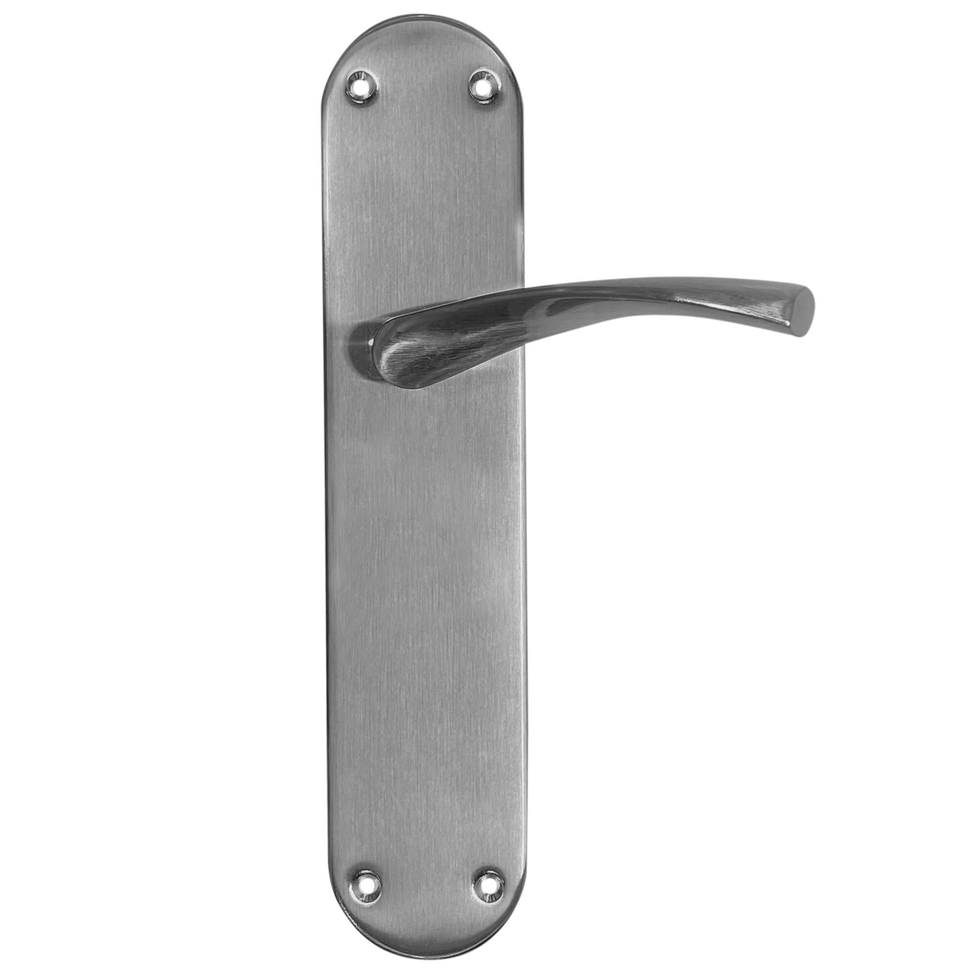 Juego de manilla con placa niquel satinado | Leroy Merlin