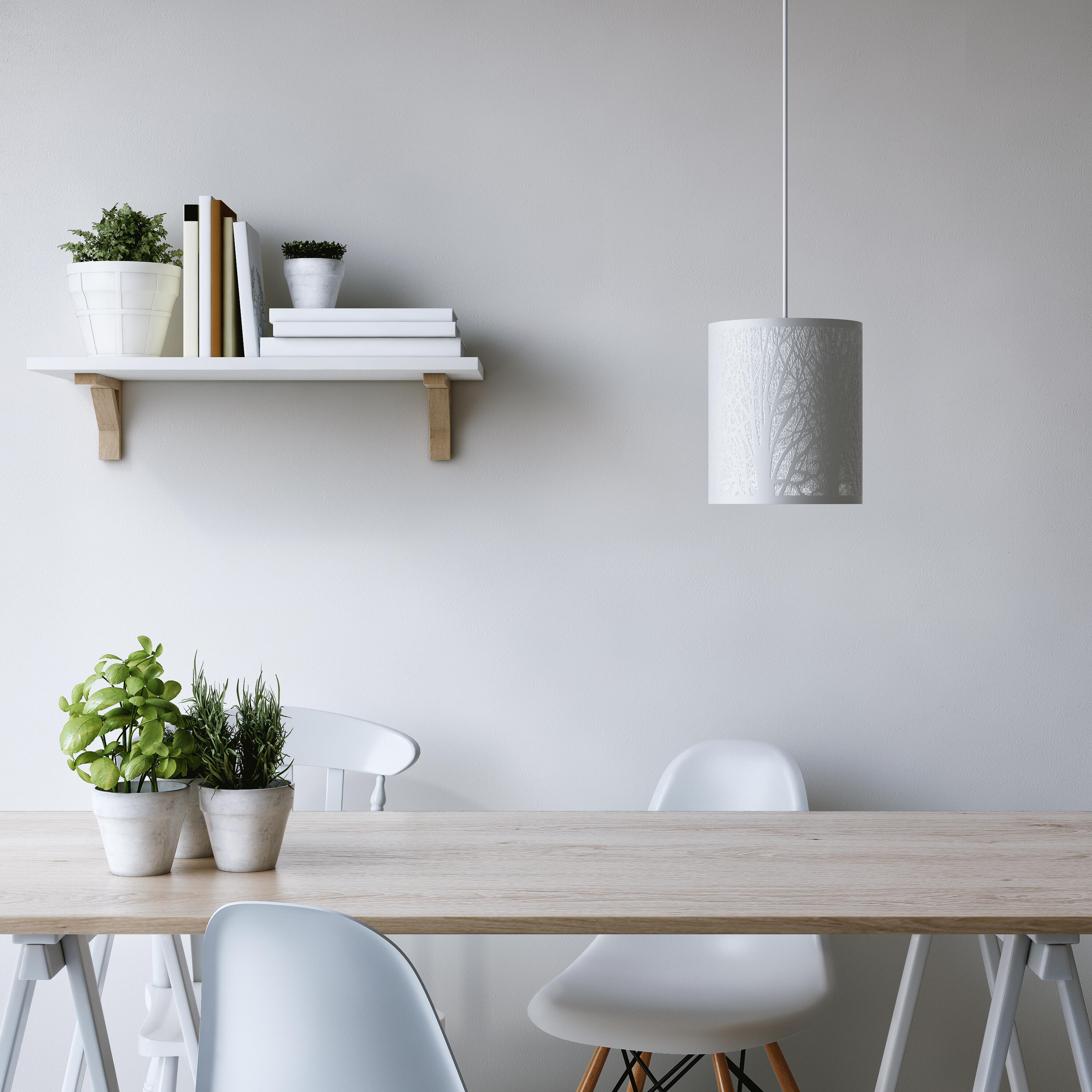 Lampadario Moderno Forest bianco paralume bianco E27 Ø20cm INSPIRE ...