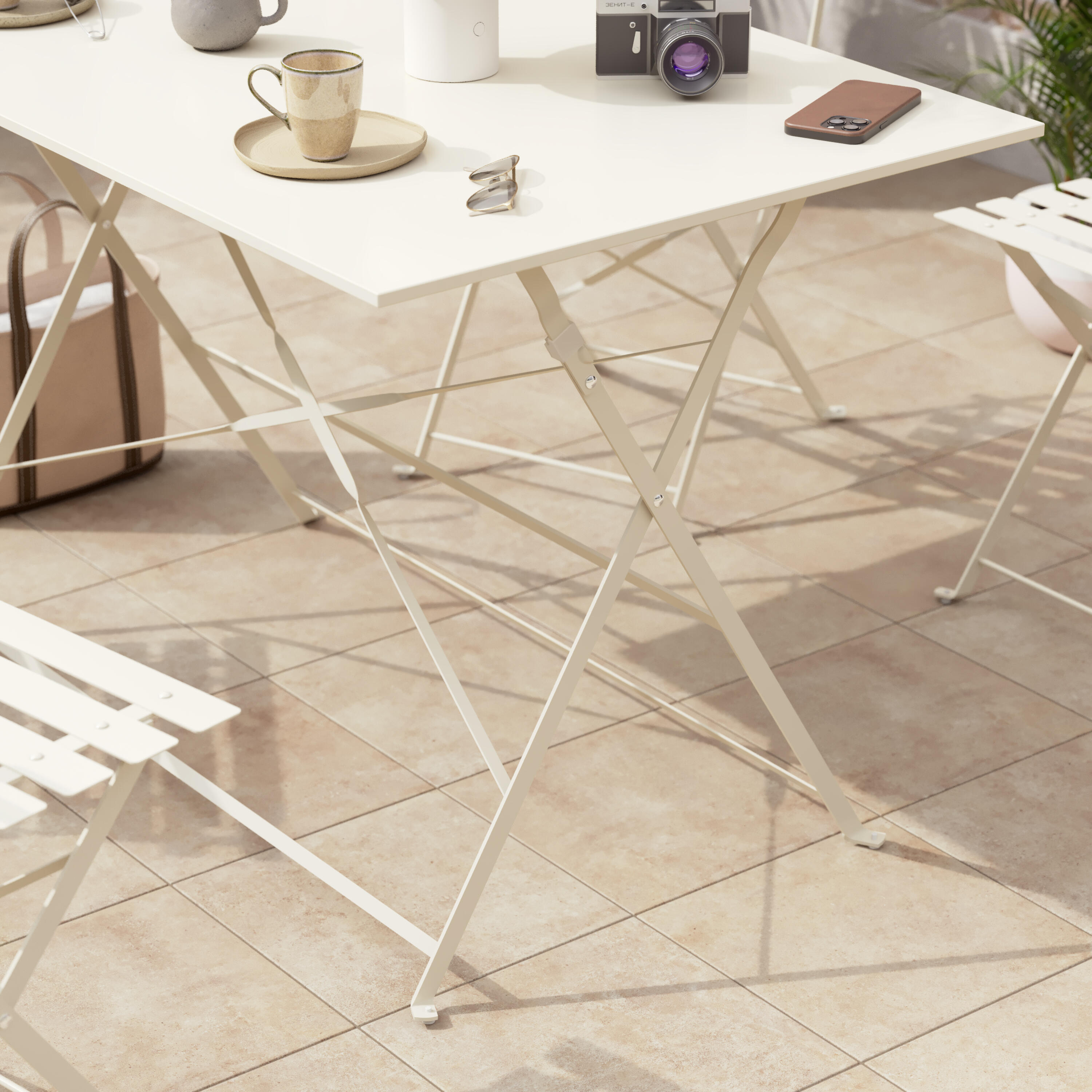 Table pliante NATERIAL Flora II rectangulaire 110x70cm crème | Leroy Merlin