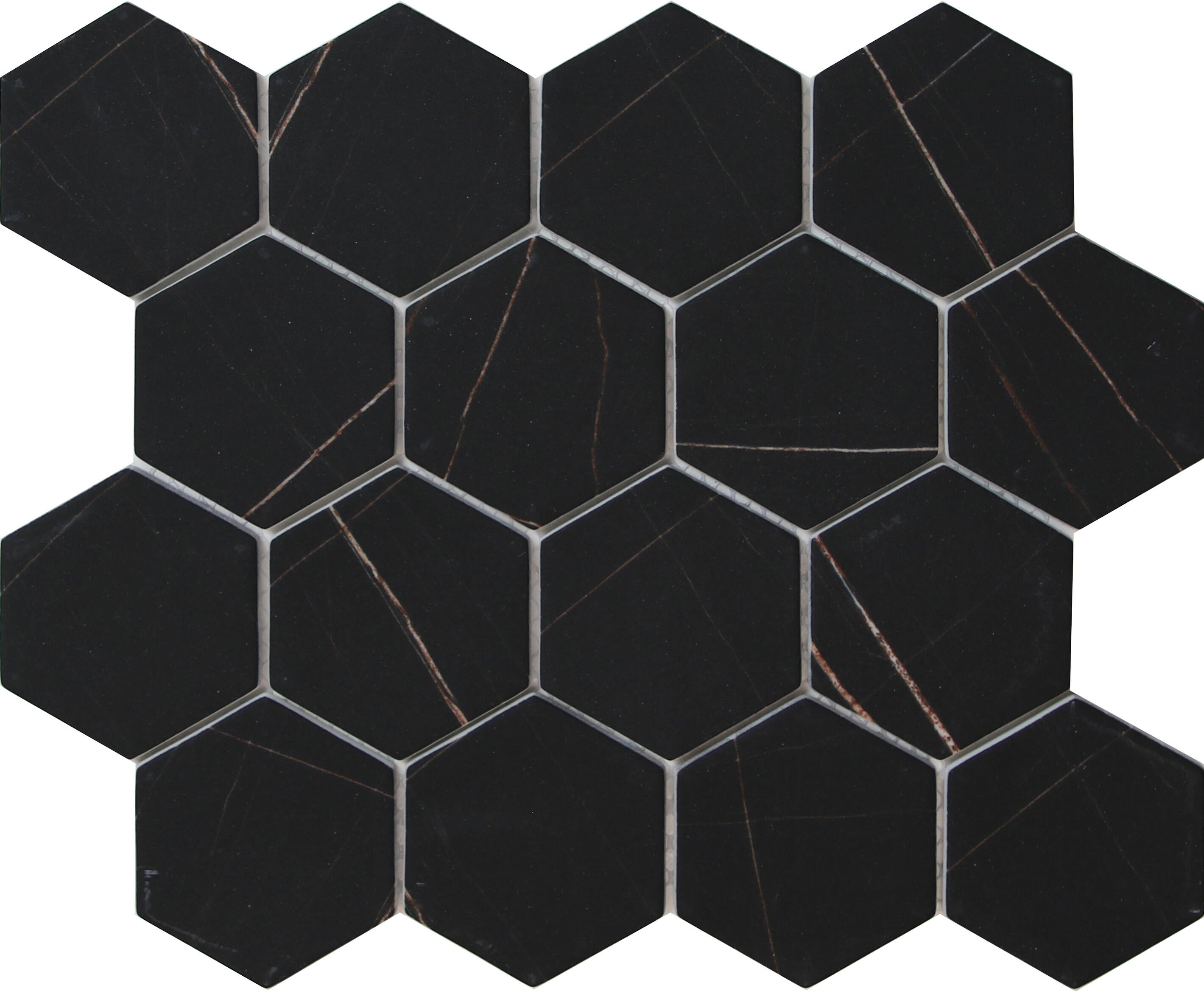 Azulejo mosaico vidrio Hexa efecto vidrio negro 29.8x25.8 cm | Leroy Merlin