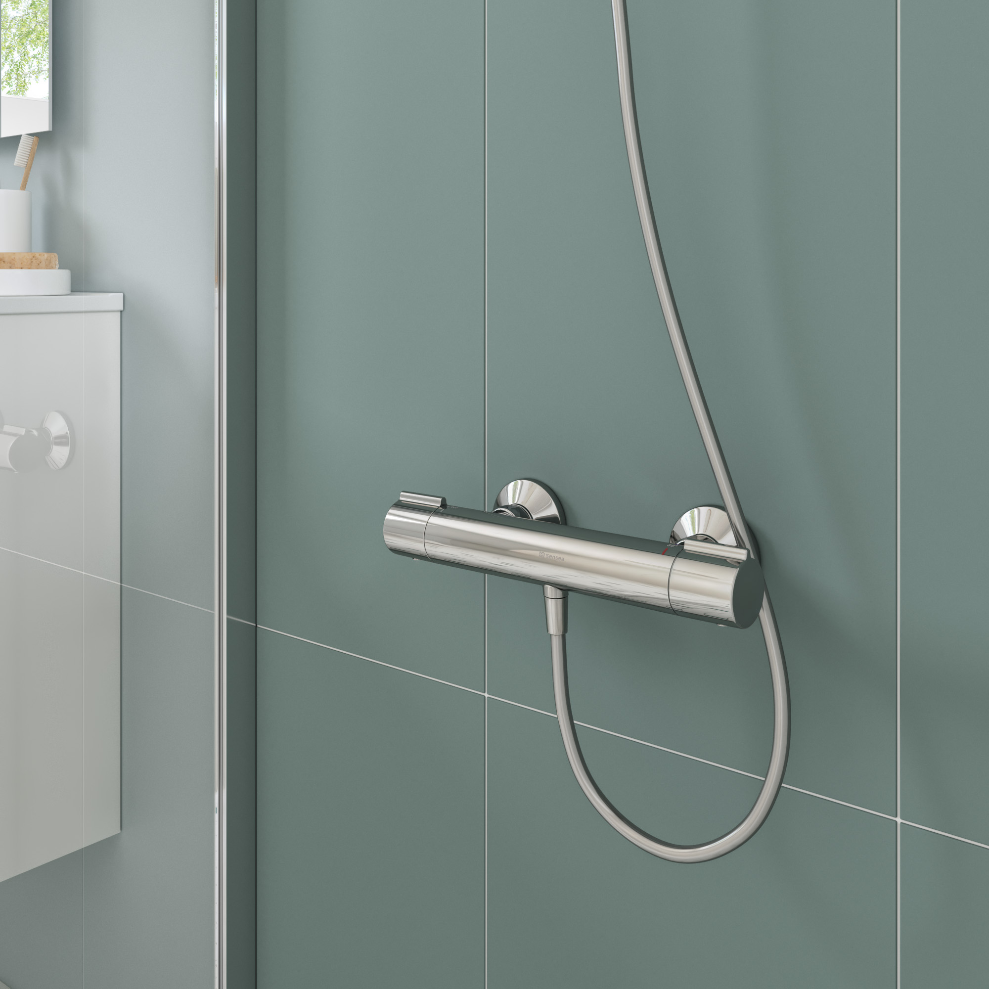 Mitigeur de douche thermostatique chrome, Essential, SENSEA | Leroy Merlin