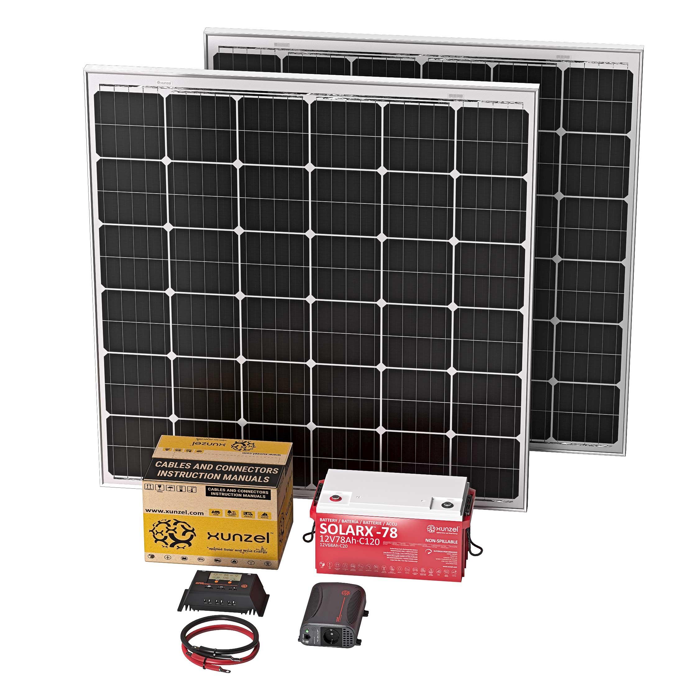 Kit solar aislada Xunzel 2 paneles 180W + inversor | Leroy Merlin