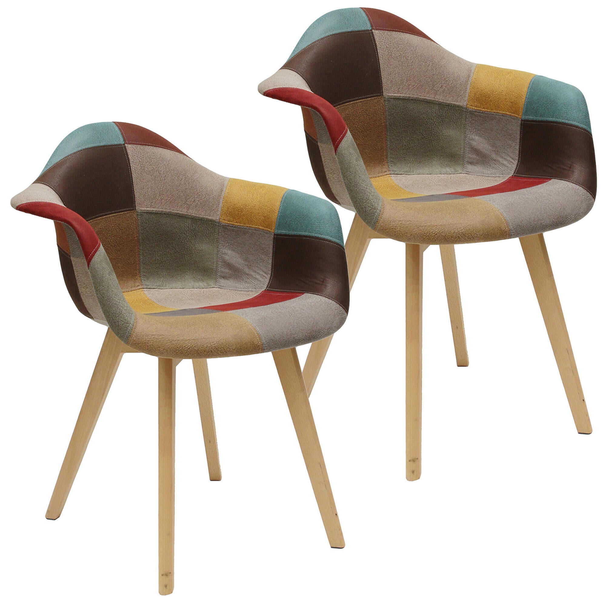 Set 2 sillas de comedor Patchwork multicolor (tonos ocre) | Leroy Merlin