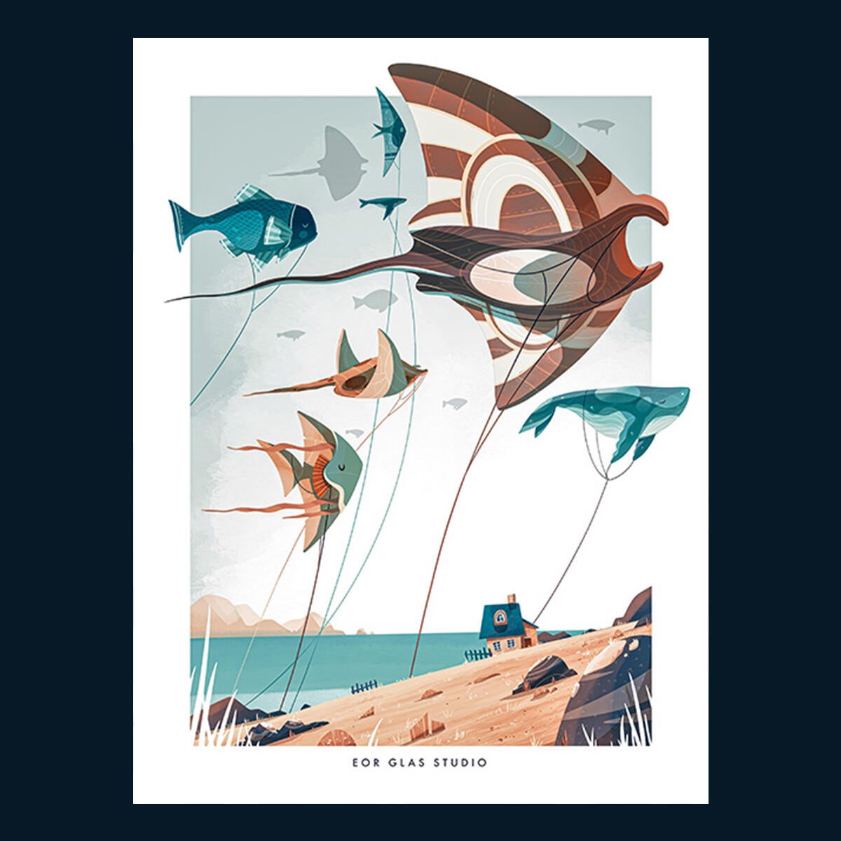 Affiche CERF-VOLANTS multicolore EOR GLAS STUDIO l.30 x H.40 cm | Leroy Merlin