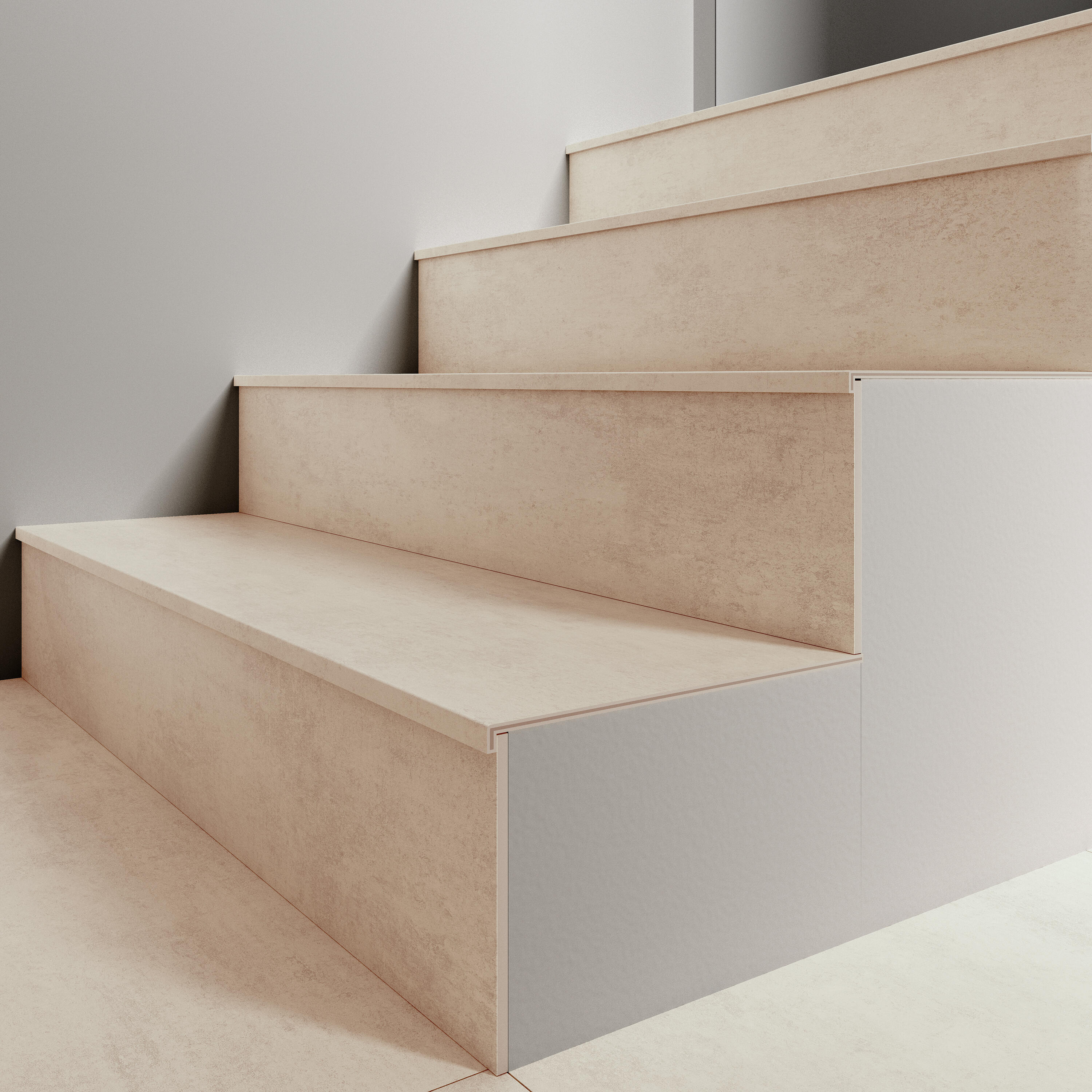 Peldaño gres porcelánico Martins efecto cemento arena 120x32cm espesor ...