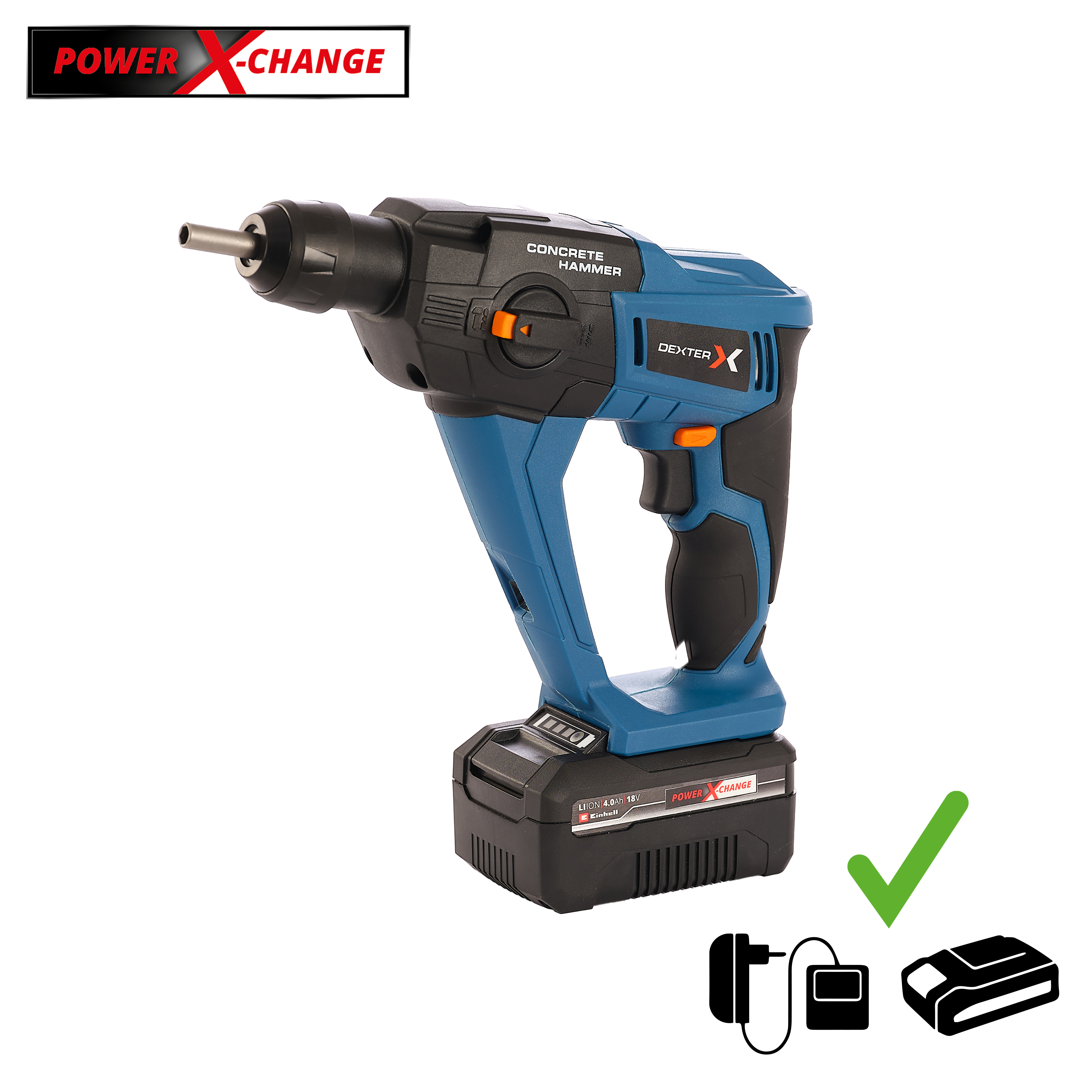 Młot udarowy obrotowy akumulatorowy DT-HD 18 Li z magnetycznym adapter ...