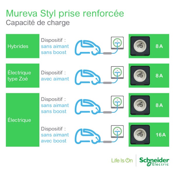 Prise charge voiture électrique + Protection Mureva EVlink, SCHNEIDER ...