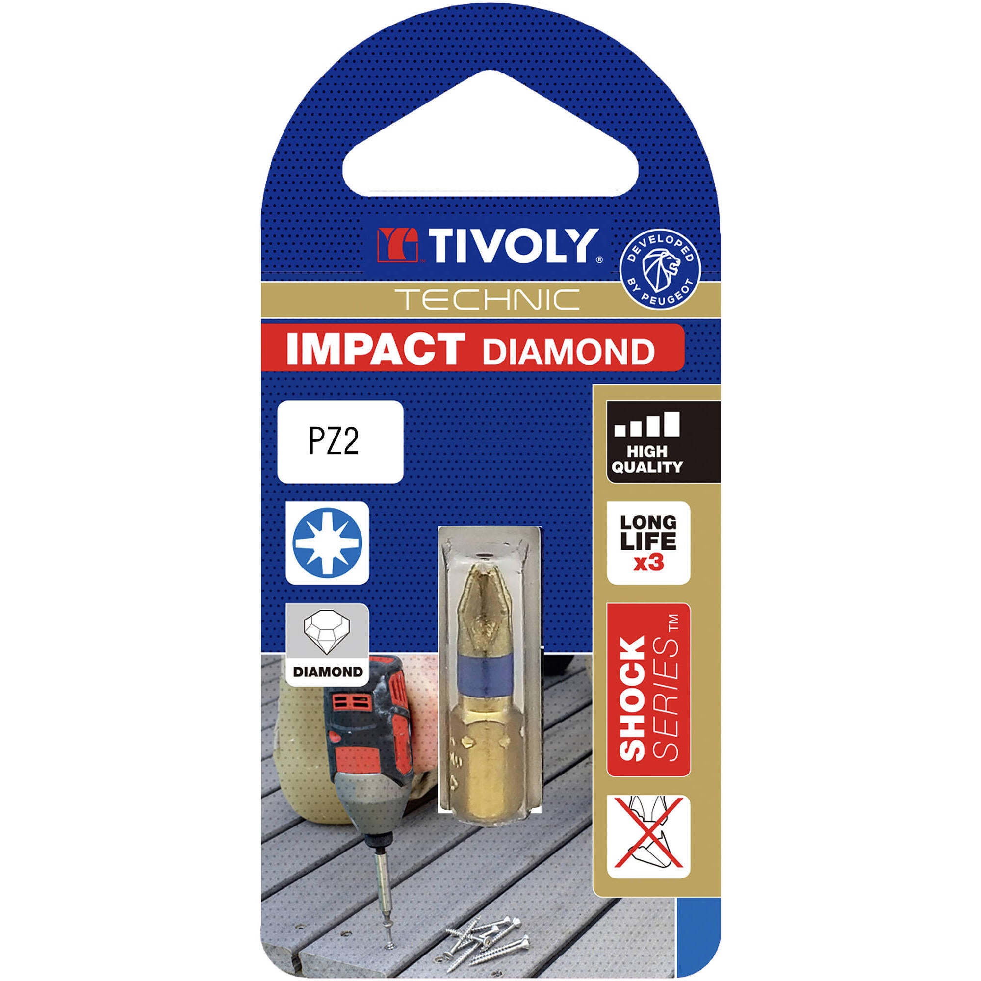 Embout de vissage pour vis Pozidriv 2 diamant bi-torsion, Diam.3,5-5 mm ...